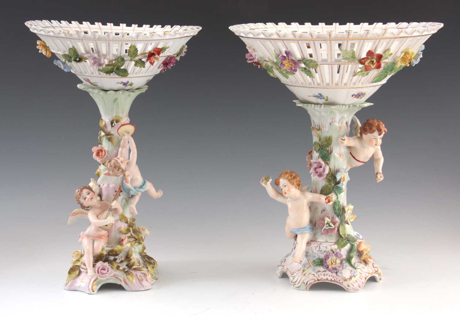 Lot 114 - TWO 19TH CENTURY DRESDEN PORCELAIN COMPOTE