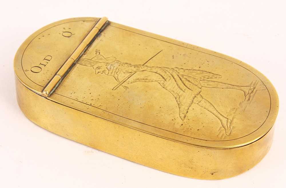 Lot 542 - A LATE 18TH CENTURY OVAL BRASS SNUFF BOX