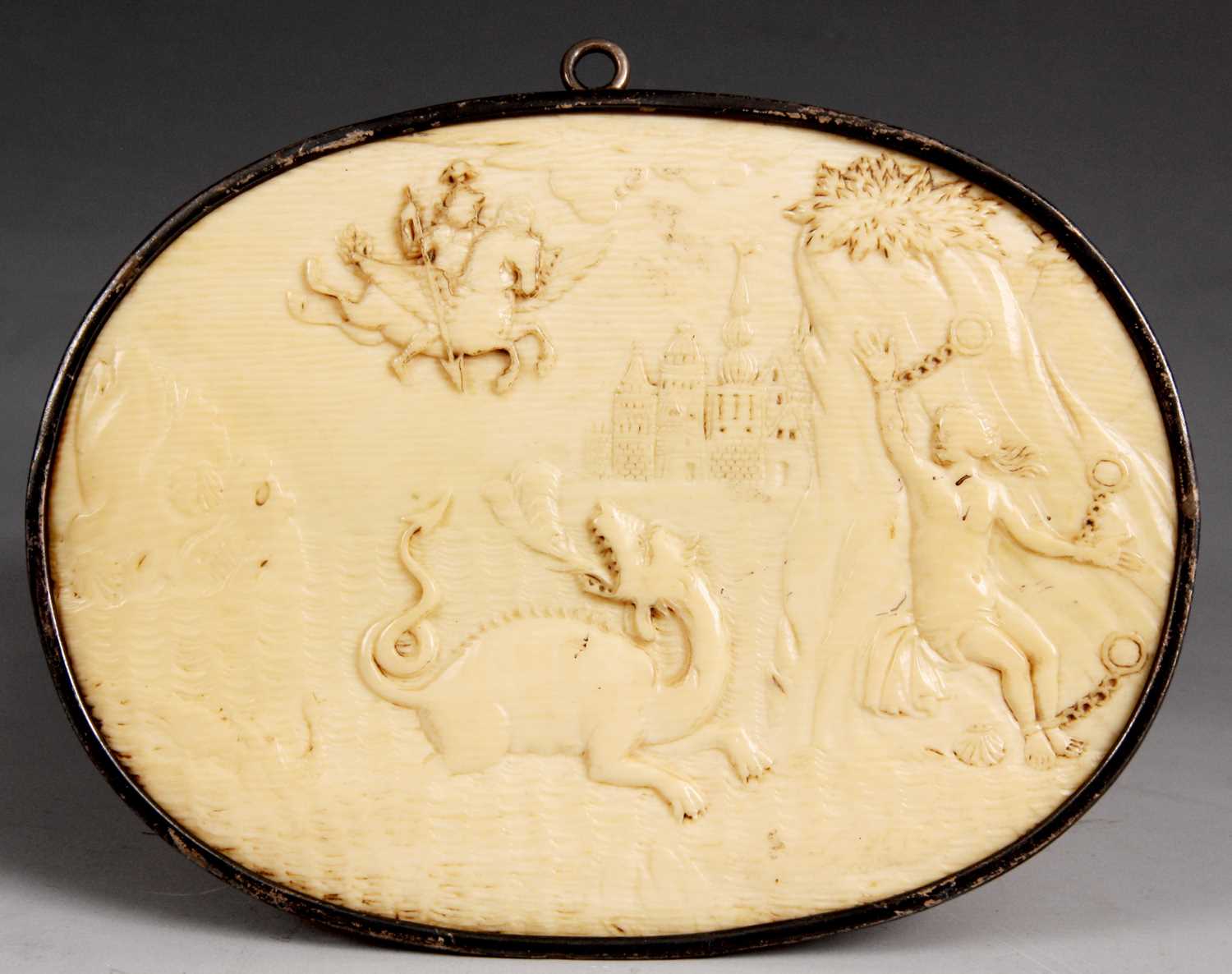 Lot 366 - An 18th/19th Century carved Ivory oval