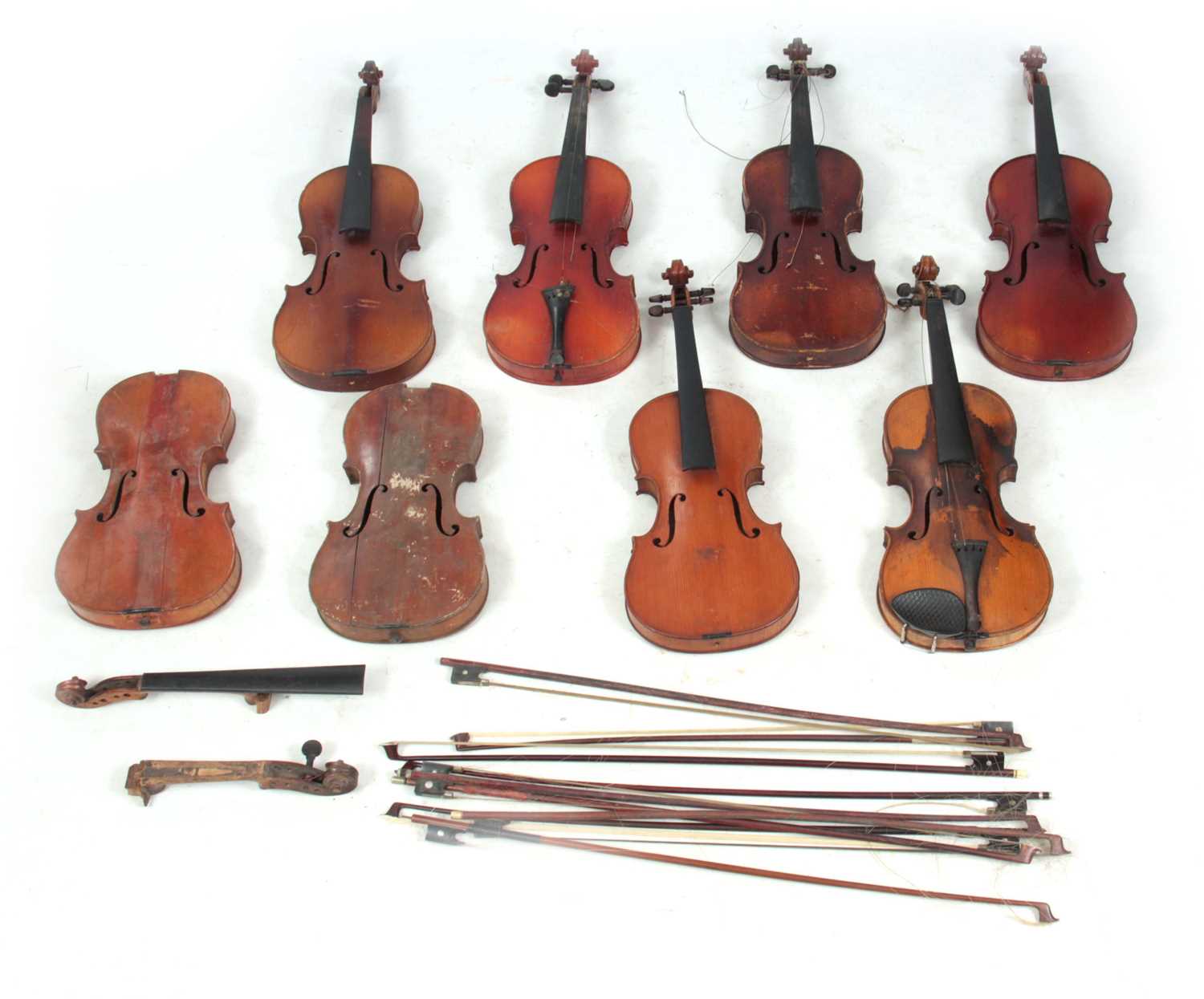 Lot 287 - A COLLECTION OF 8 VIOLINS, VIOLIN PARTS AND