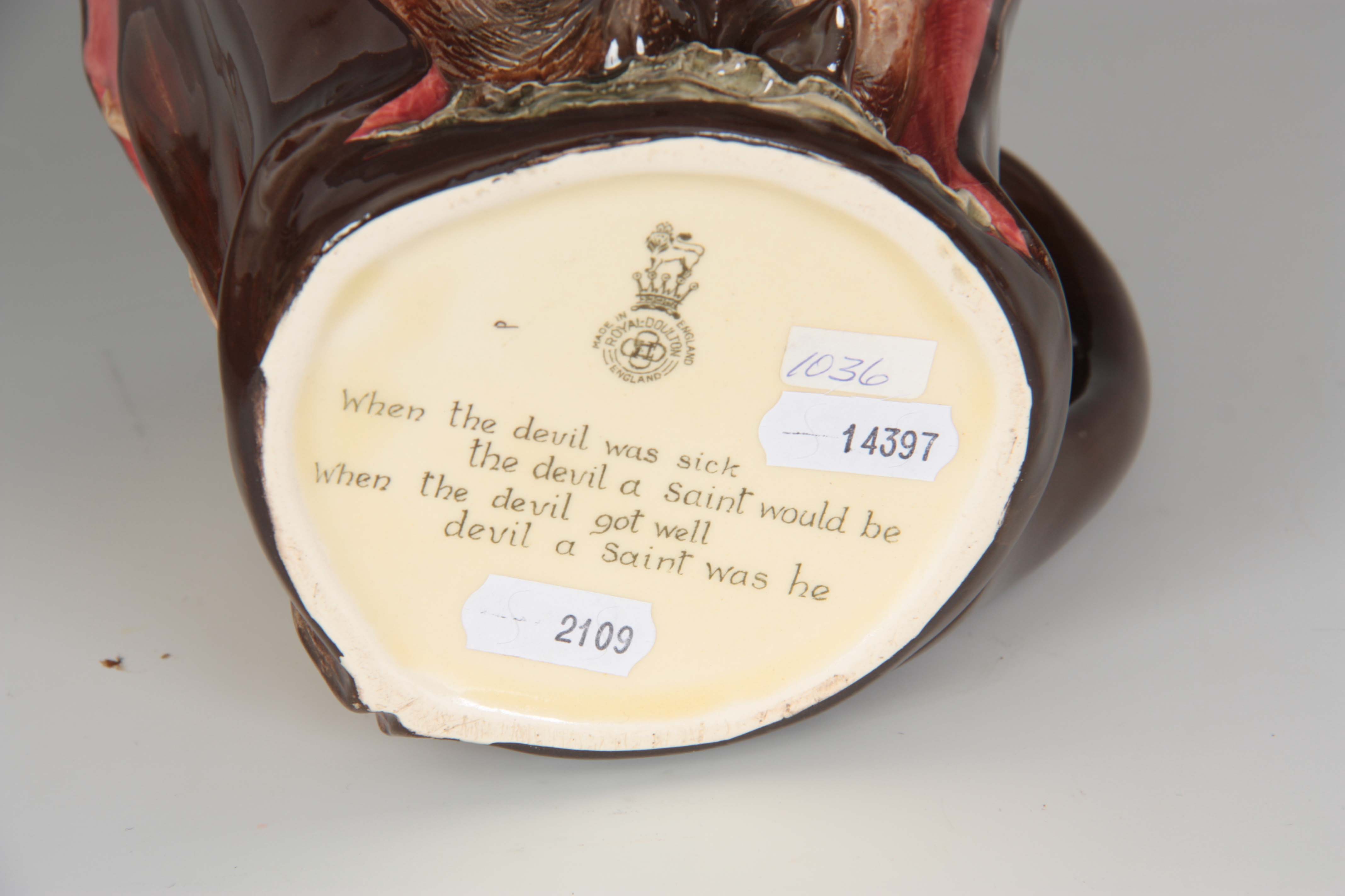 Lot 174 - A RARE ROYAL DOULTON CHARACTER JUG