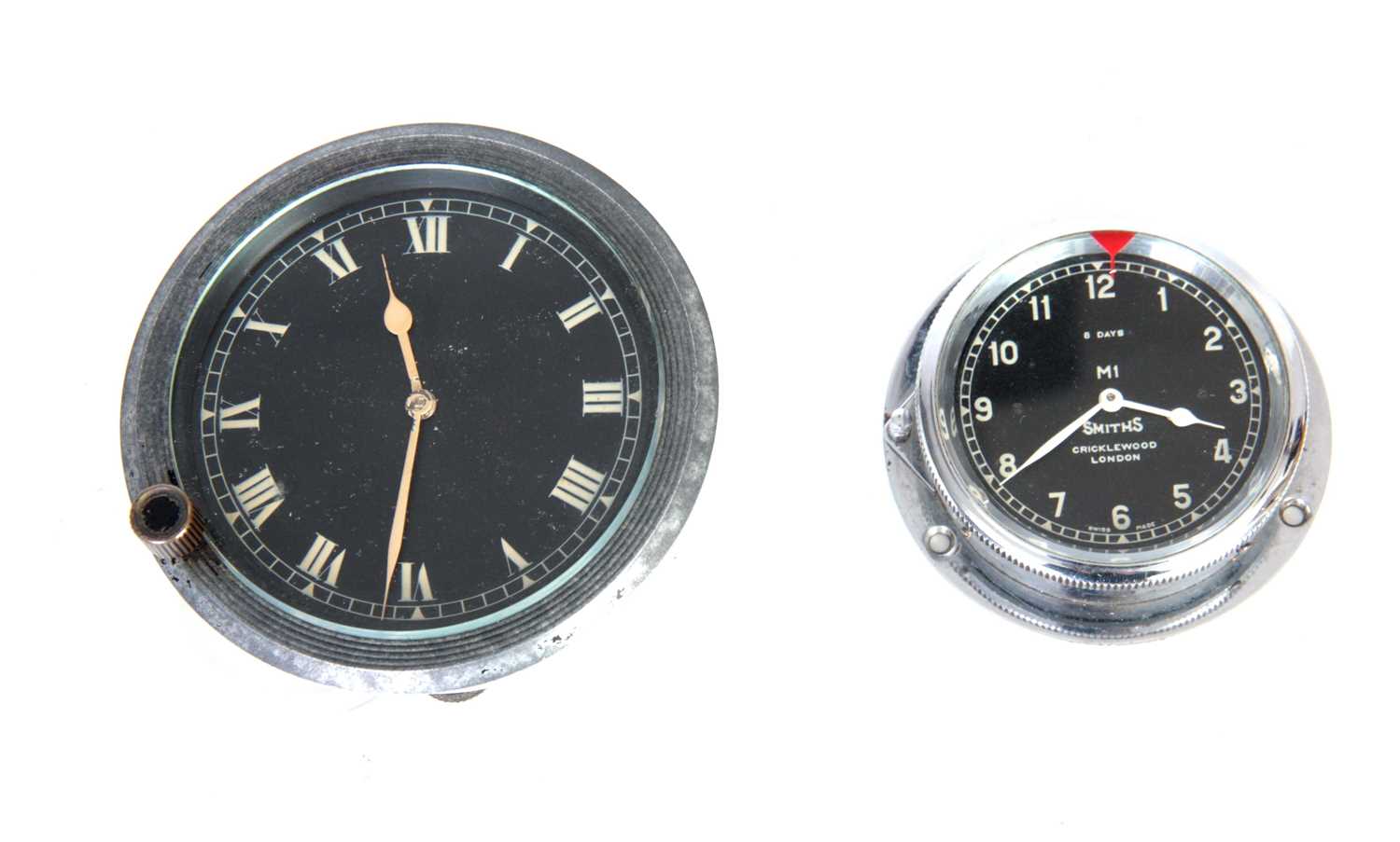 Lot 402 - TWO VINTAGE CAR CLOCKS one by Smiths with
