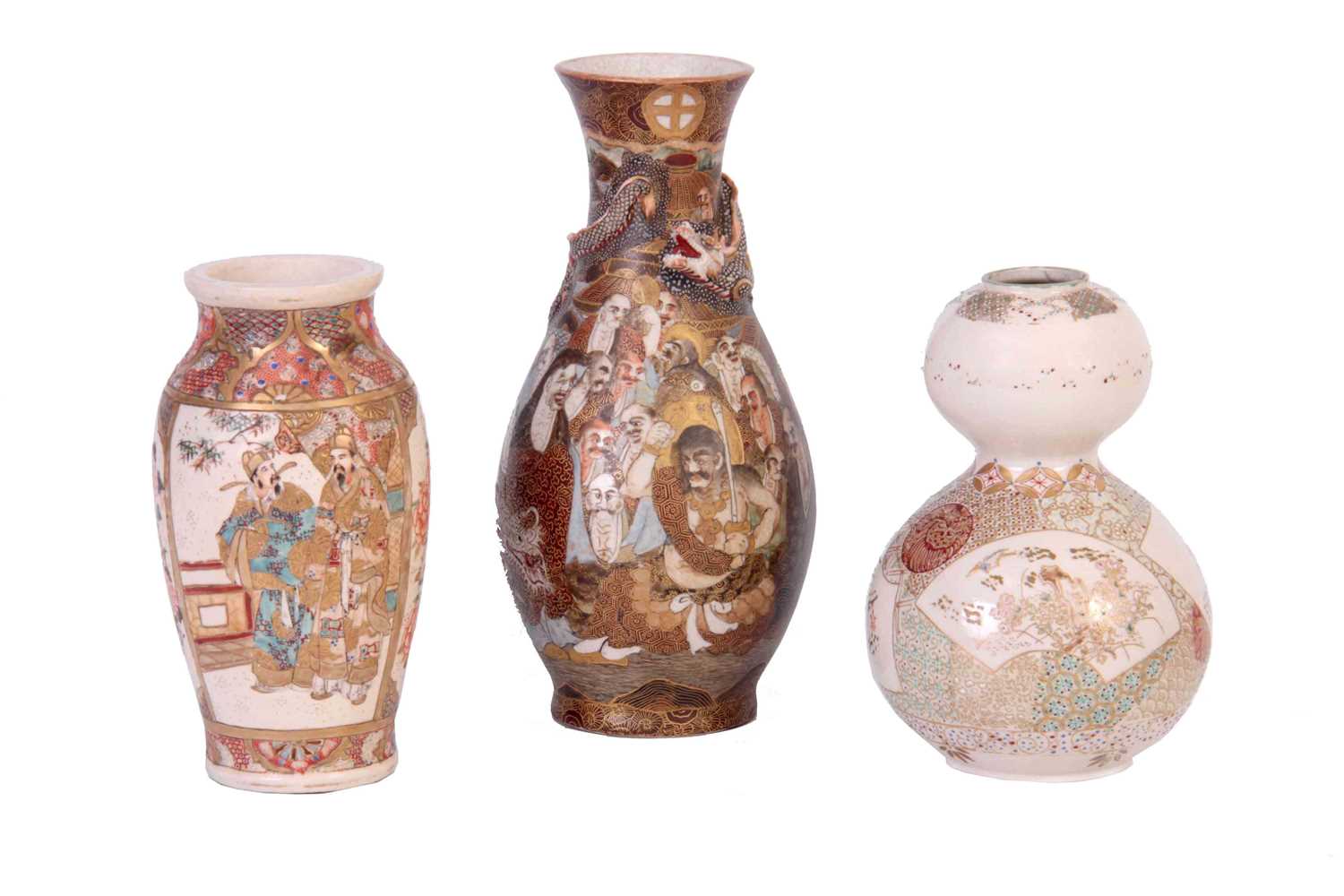 Lot 157 - A MEIJI PEIOD SATSUMA SLENDER OVOID VASE