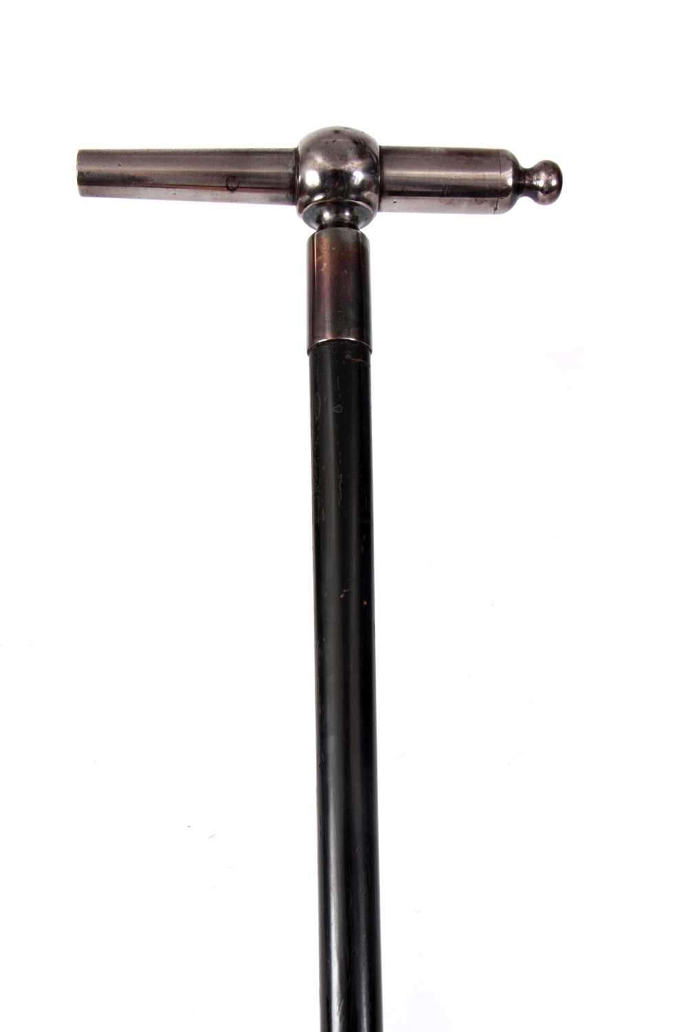 Lot 349 - AN UNUSUAL CANNON WALKING STICK with steel