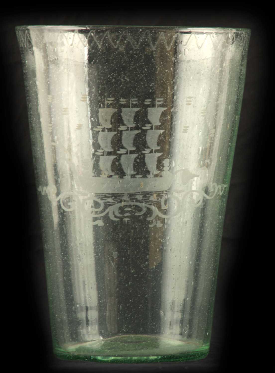 Lot 5 - AN 18TH CENTURY GLASS TAPERING VASE with