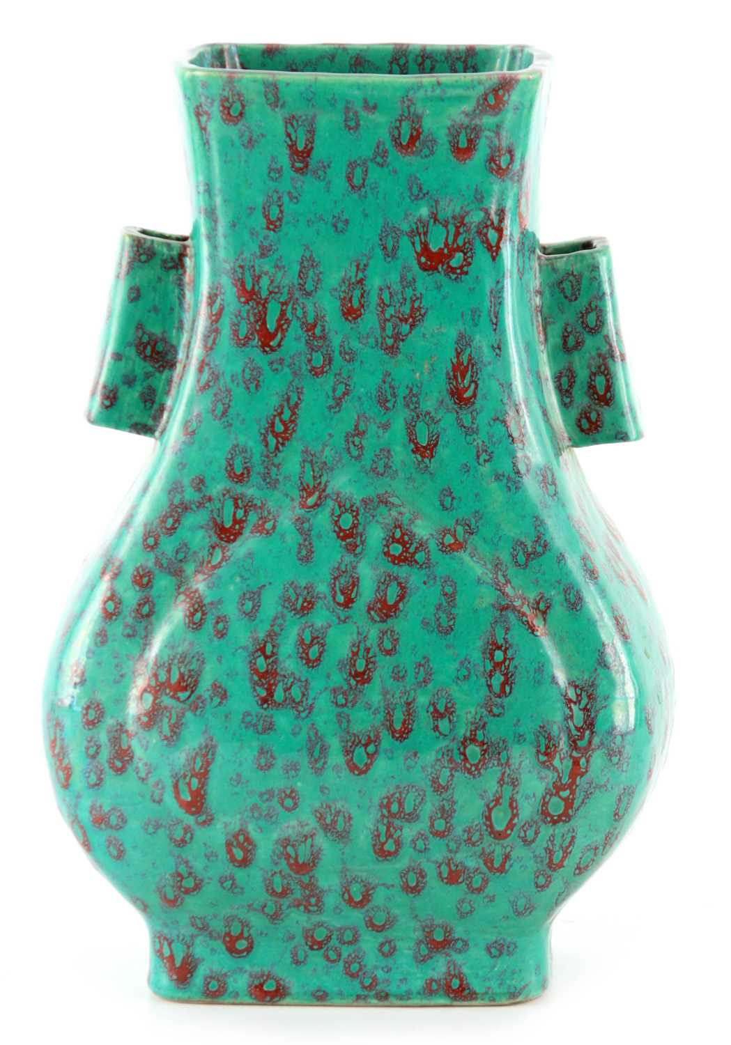 Lot 103 - A CHINESE SQUARE SHAPED PORCELAIN VASE WITH