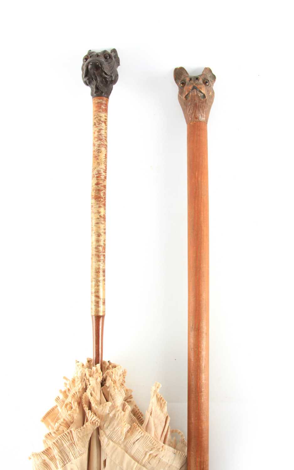 Lot 449 - A GOOD 19TH CENTURY FRENCH DOGS HEAD PARASOL