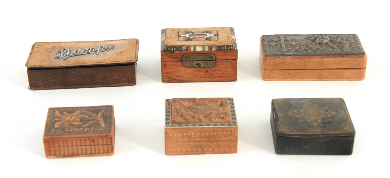 Lot 619 - A COLLECTION OF SIX STAMP BOXES, the largest