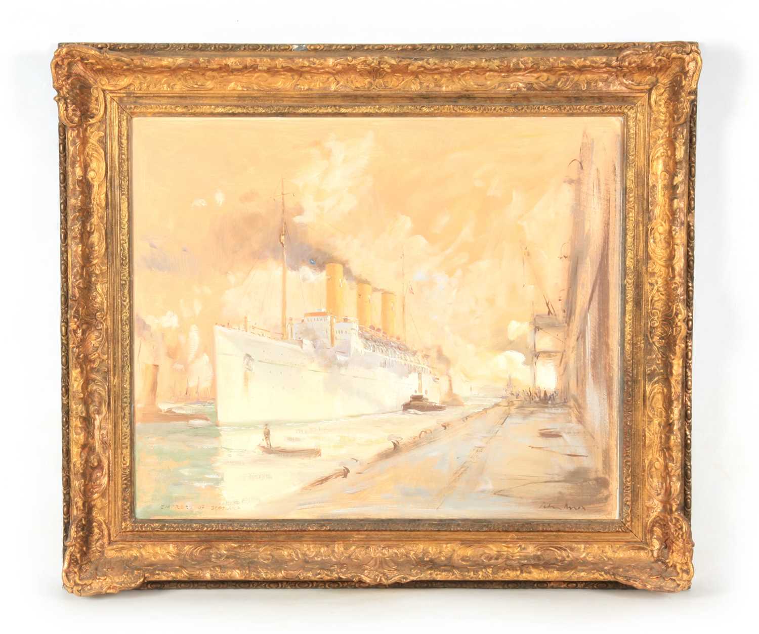 Lot 738 - PETER KNOX, 1942 OIL ON BOARD Harbour scene