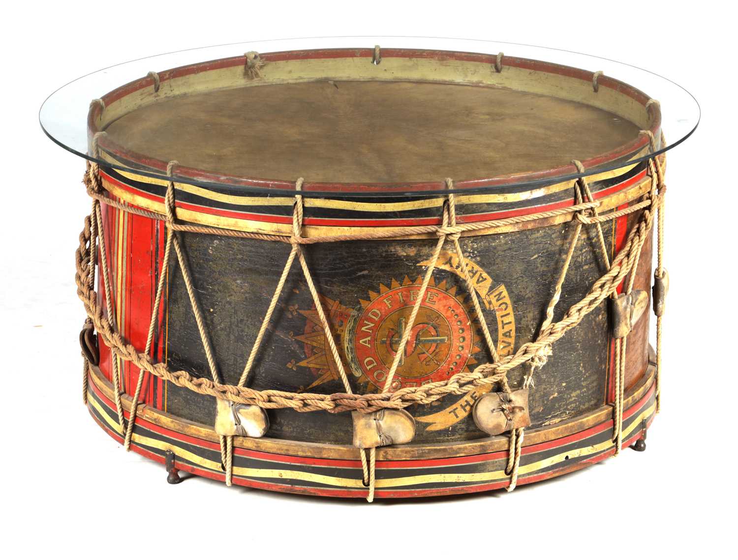 Lot 1163 - A LARGE 19TH CENTURY SALVATION ARMY DRUM