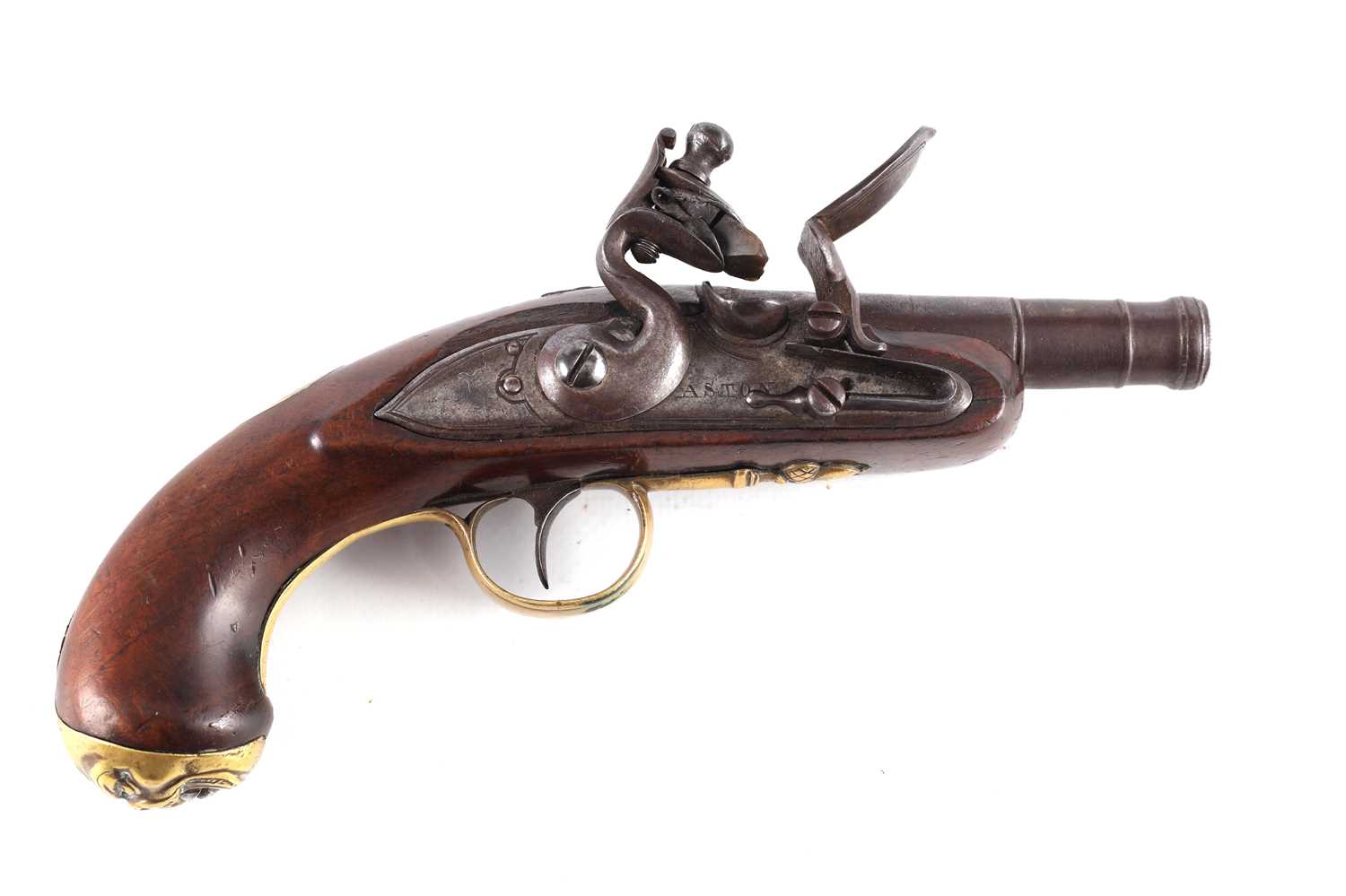 Lot 516 - A SMALL 18TH CENTURY FLINTLOCK PISTOL SIGNED