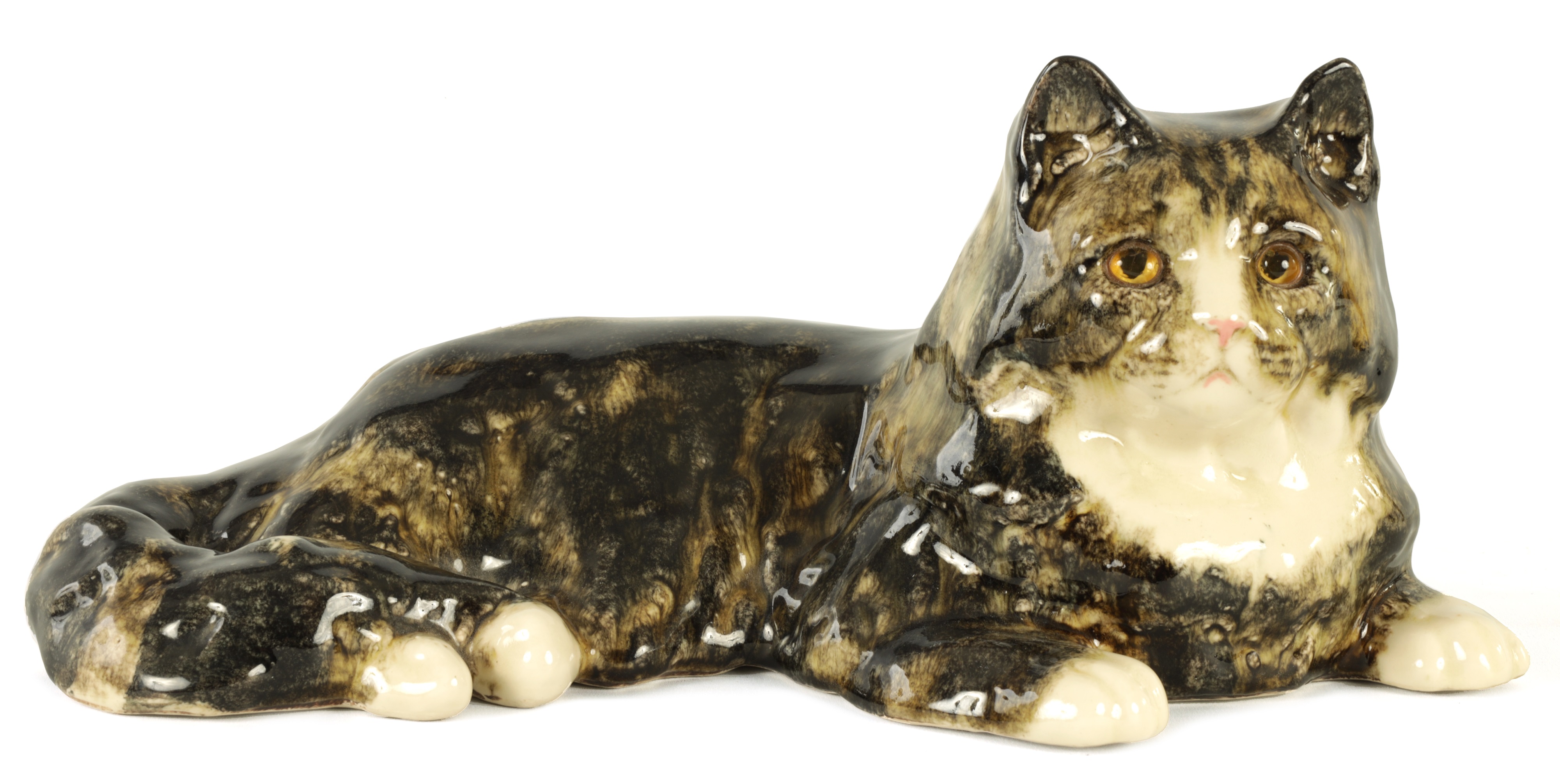 Lot 155 - A JENNY WINSTANLEY CERAMIC CAT WITH GLASS