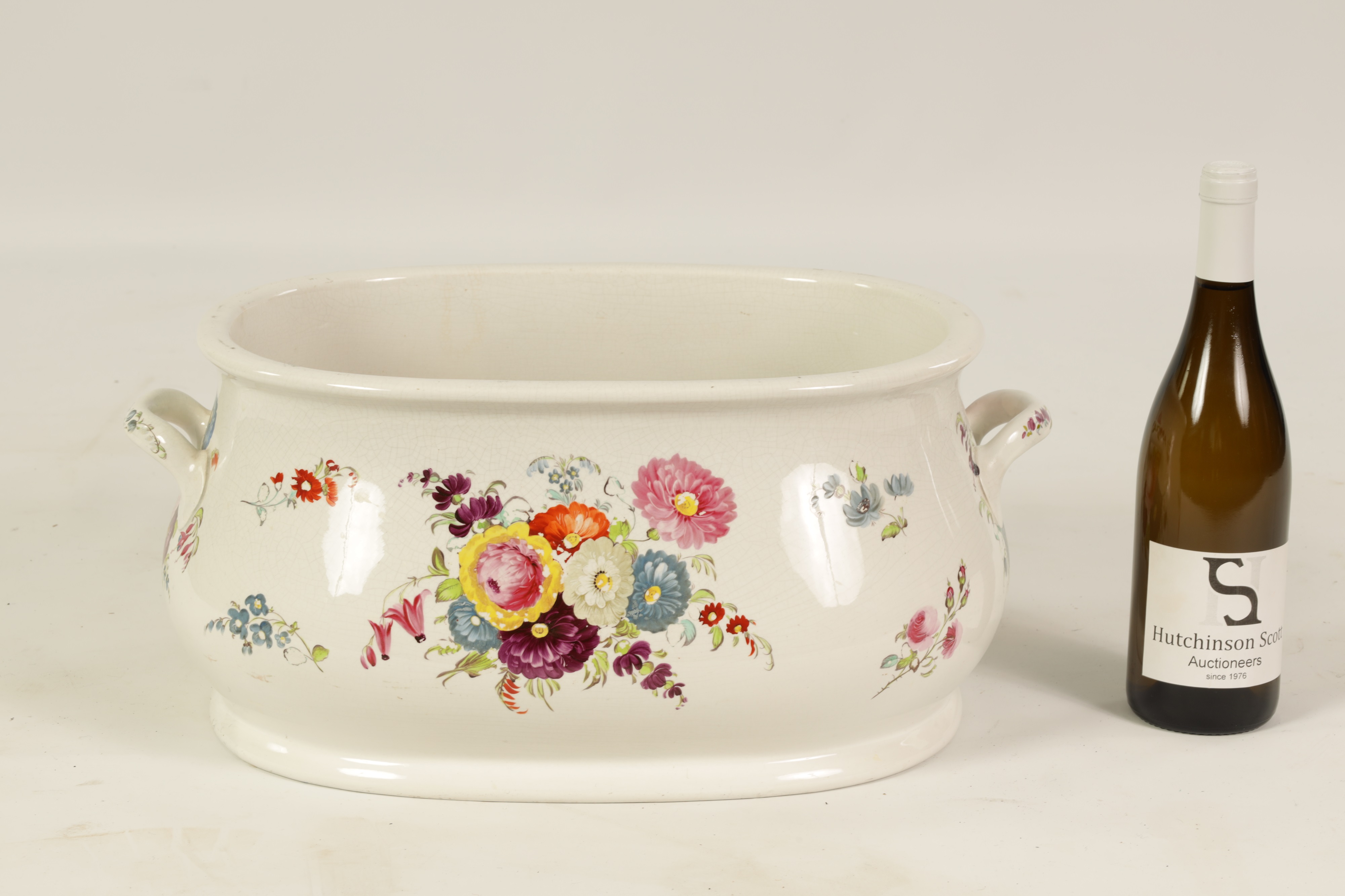 Lot 46 - A 19TH CENTURY NEWSTONE CERAMIC FOOT BATH