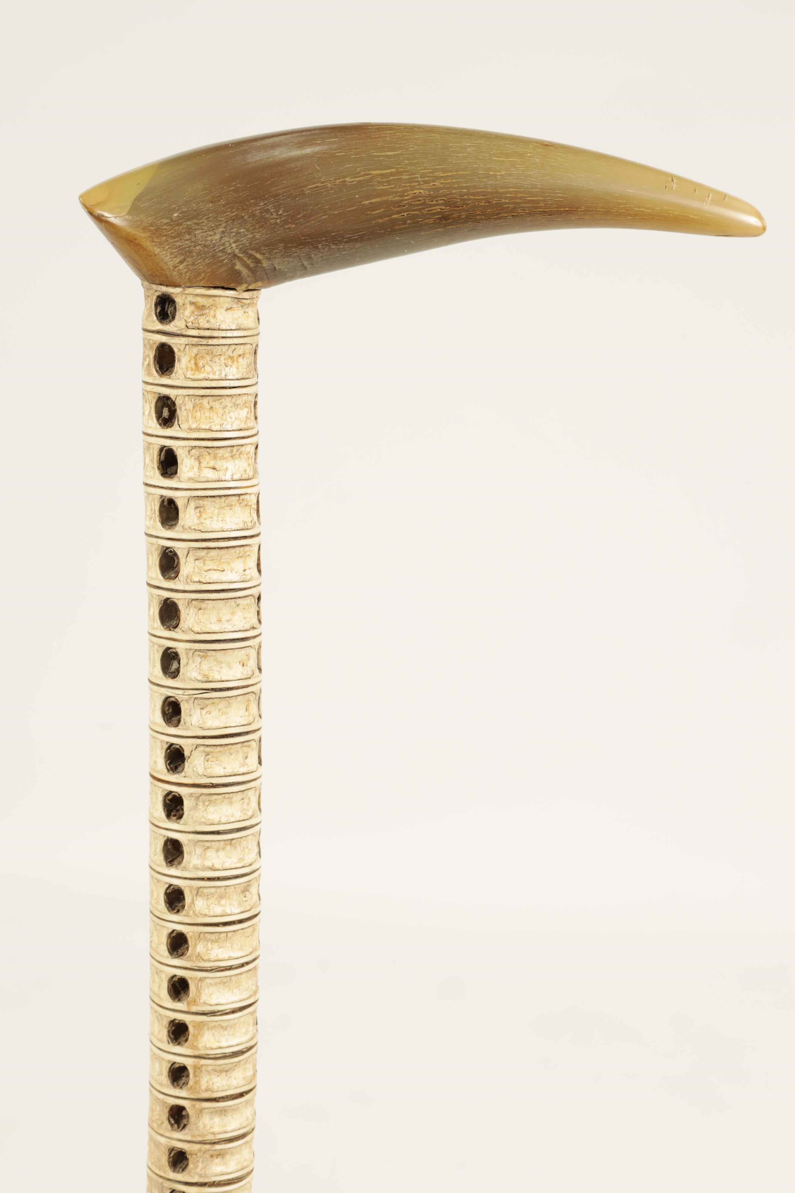 Lot 360 - A 19TH CENTURY SHARK VERTEBRAE WALKING STICK