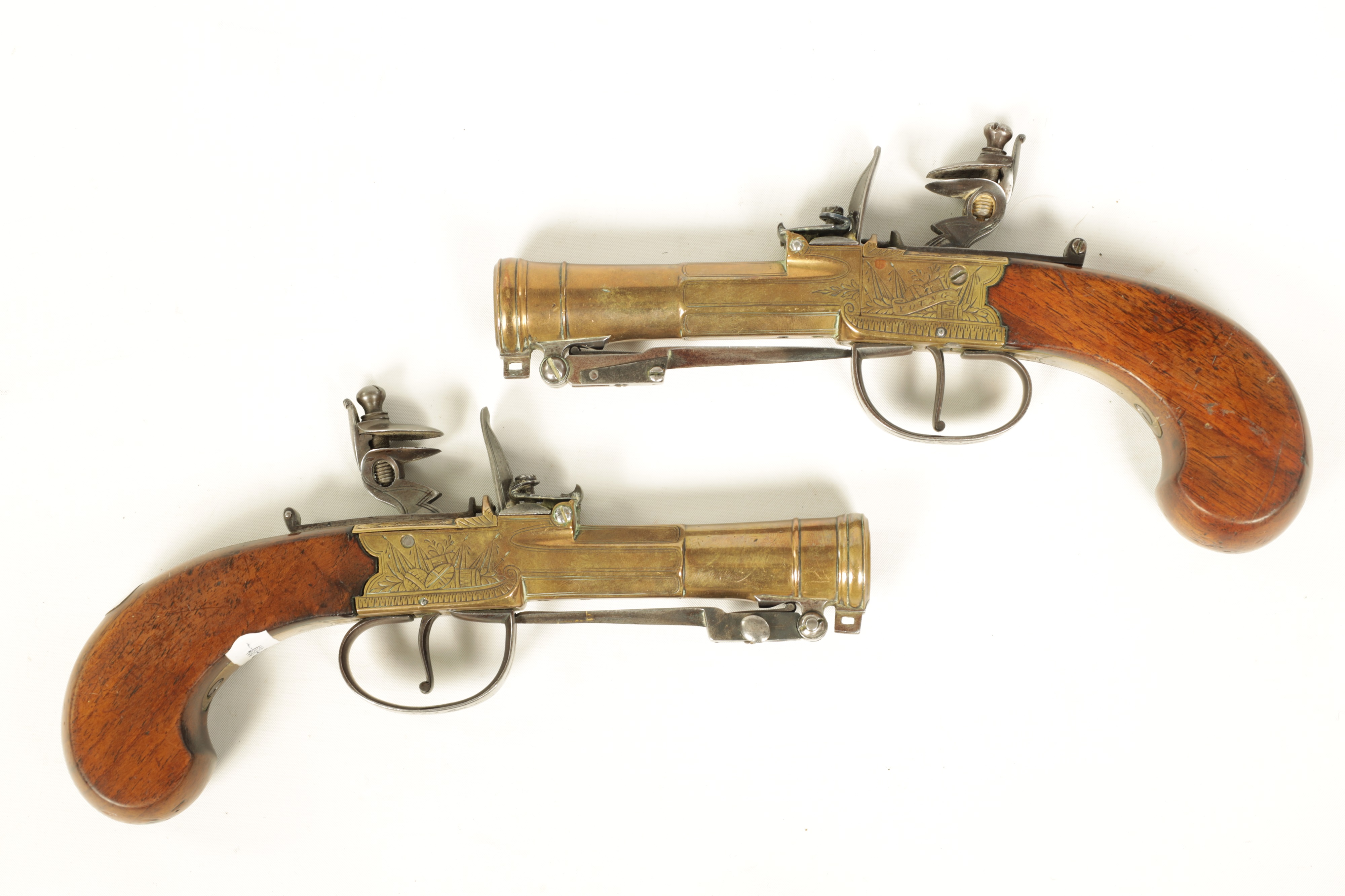 Lot 679 - A RARE PAIR OF EARLY 19TH CENTURY FLINTLOCK
