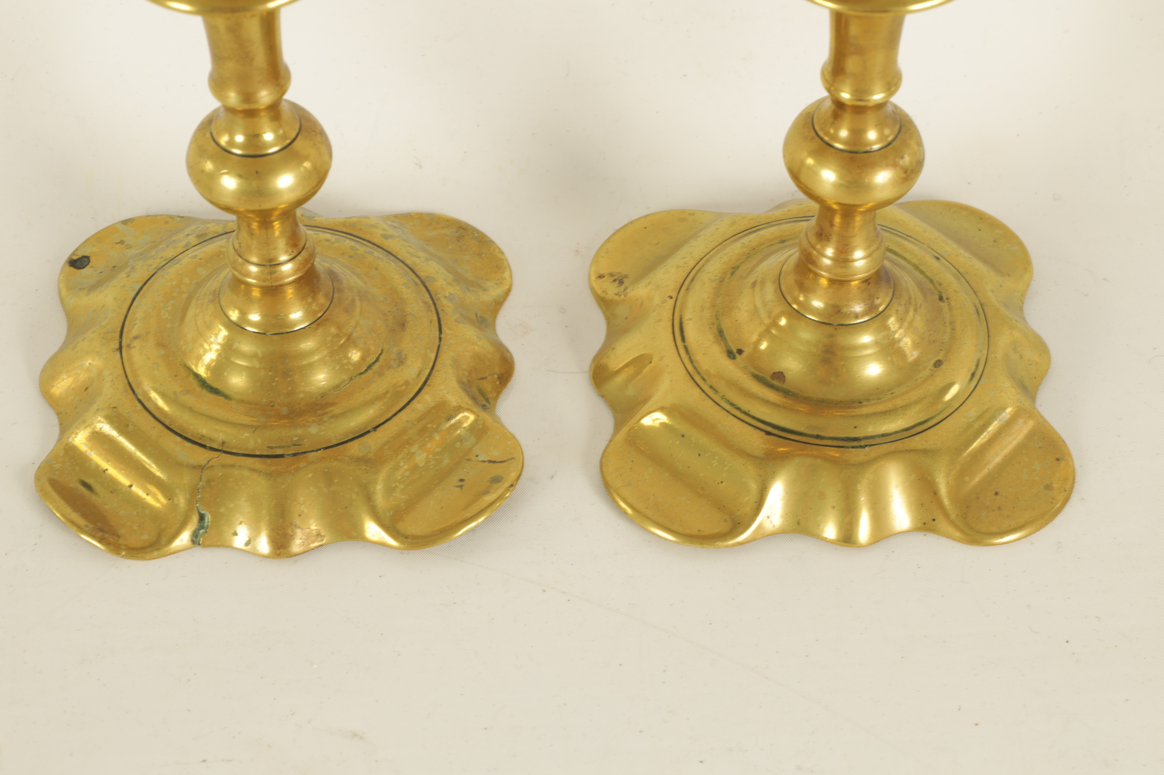 Lot 413 - A PAIR OF EARLY GEORGIAN CAST BRASS