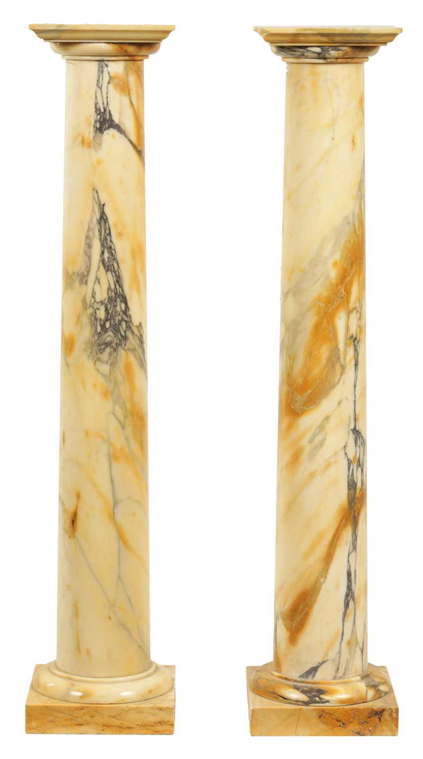 Lot 508 - A PAIR OF 19TH CENTURY ITALIAN SIENNA MARBLE
