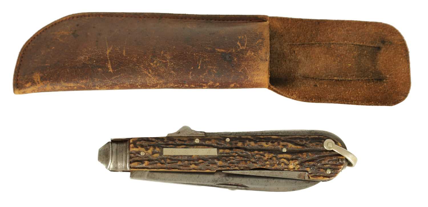 Lot 391 - A LARGE 19TH CENTURY STAGHORN HANDLED