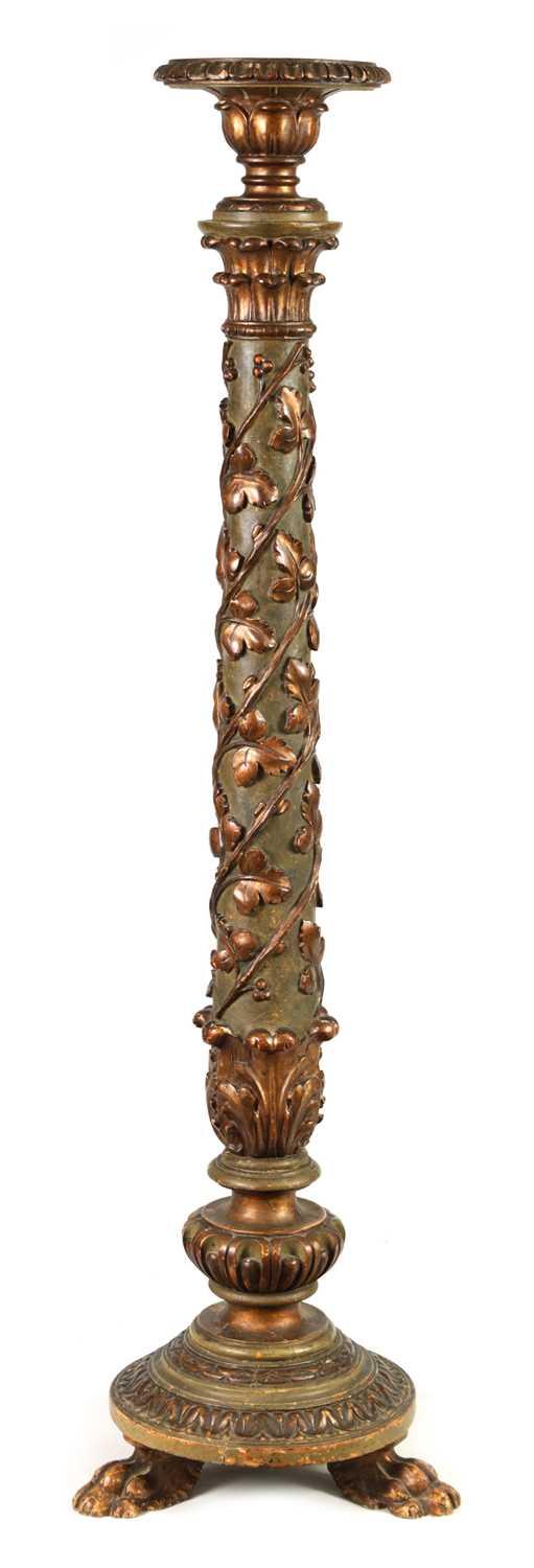 Lot 1326 - A 19TH CENTURY CARVED GILT WOOD TORCHERE