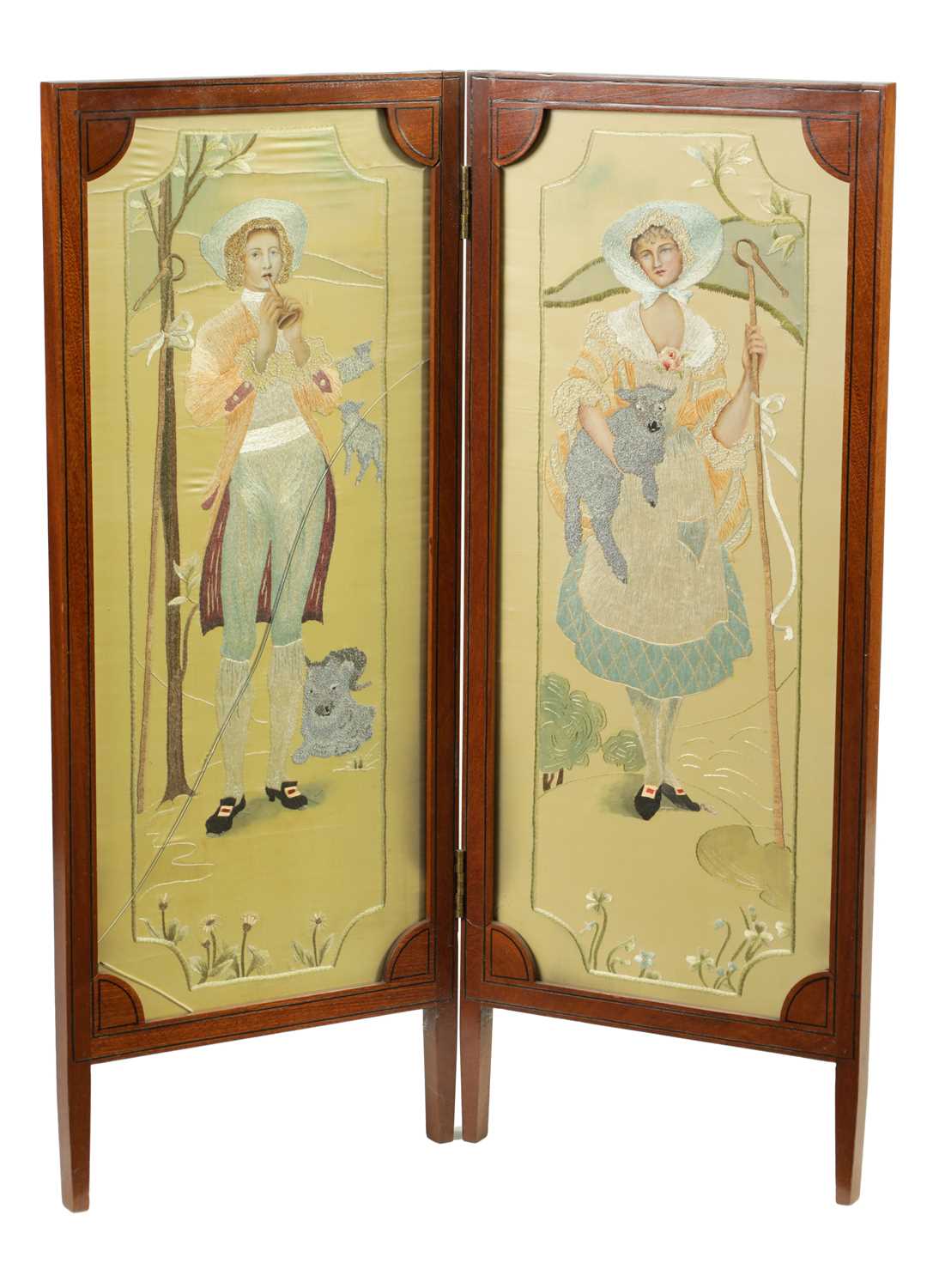 Lot 930 - A PAIR OF EDWARDIAN SILK STUMPWORK