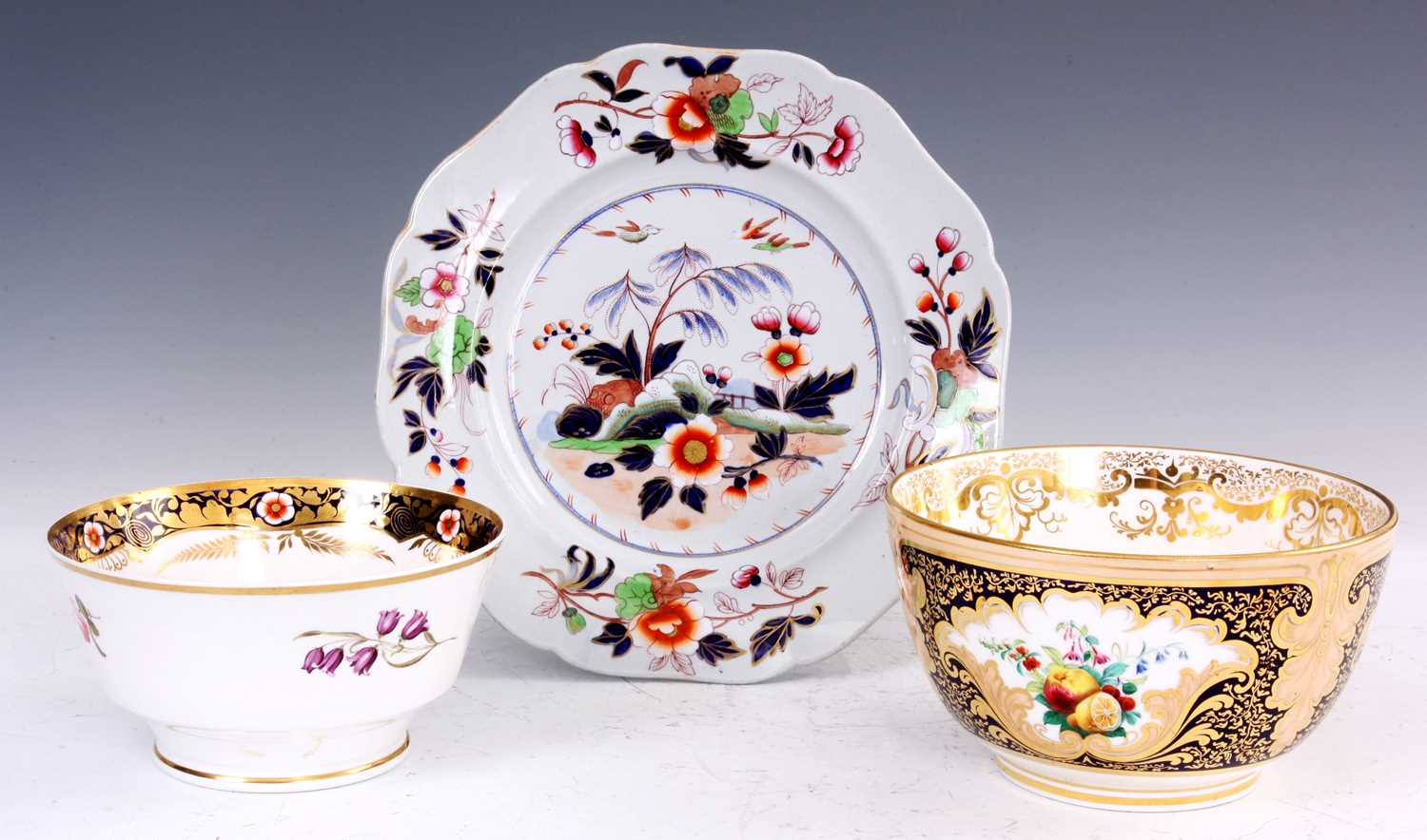 Lot 115 - TWO LATE 19TH CENTURY SPODE BOWLS with gilt