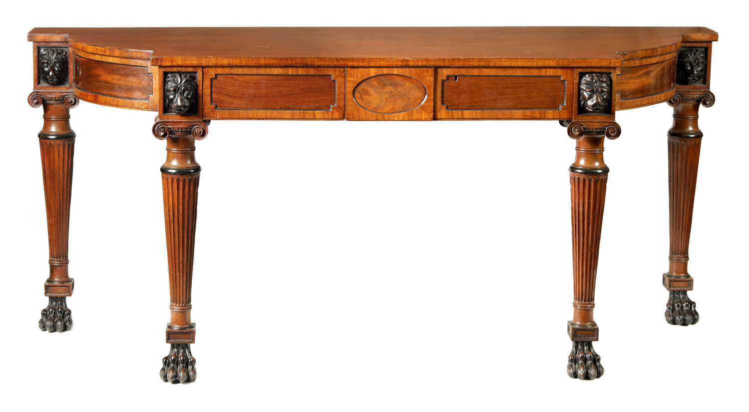 Lot 1398 - A GOOD REGENCY BREAKFRONT MAHOGANY SERVING