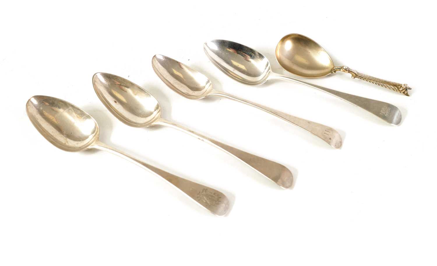 Lot 339 - FOUR GEORGE III OLD ENGLISH PATTERN SILVER