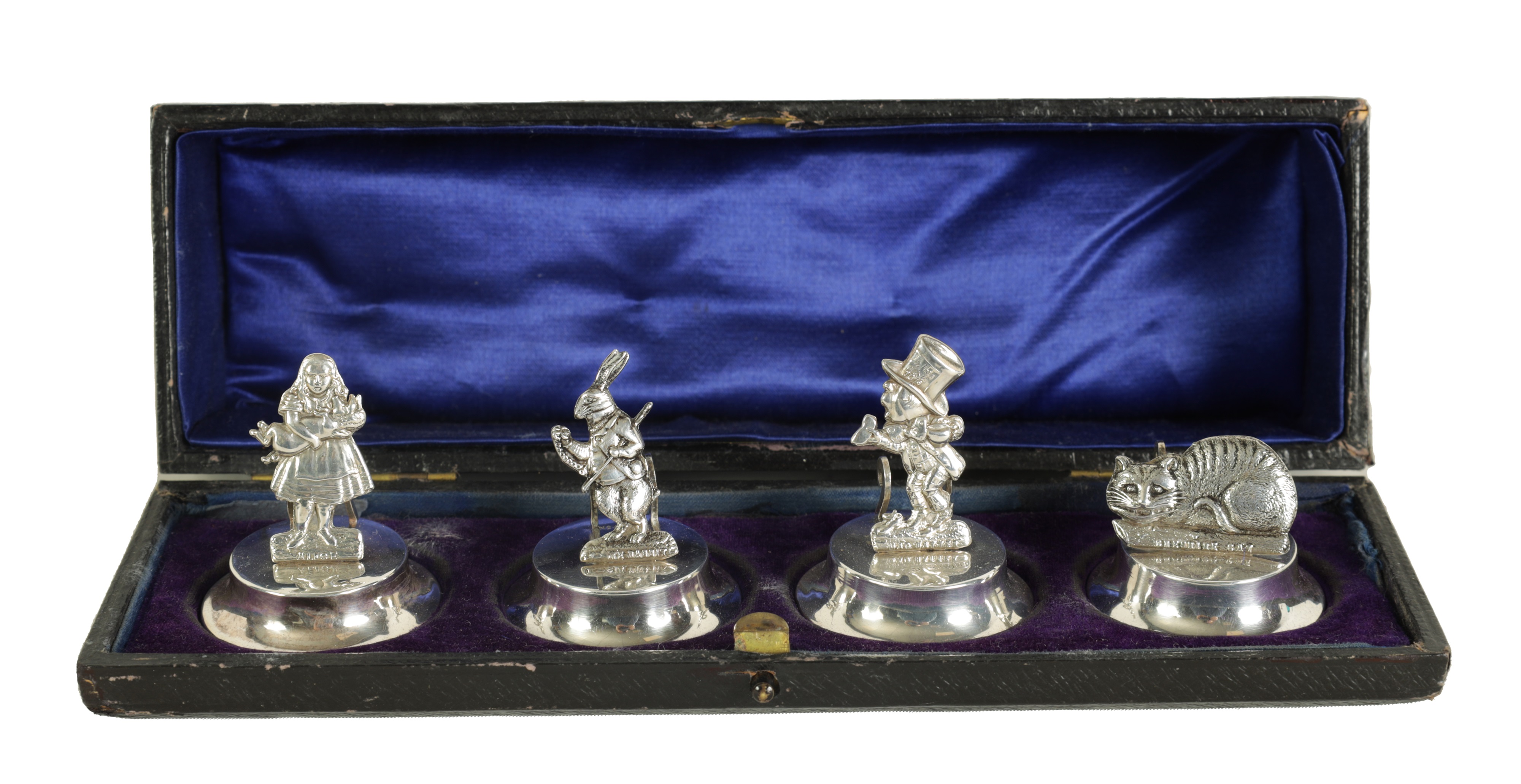 Lot 351 - A CASED SET OF FOUR SILVER 'ALICE IN