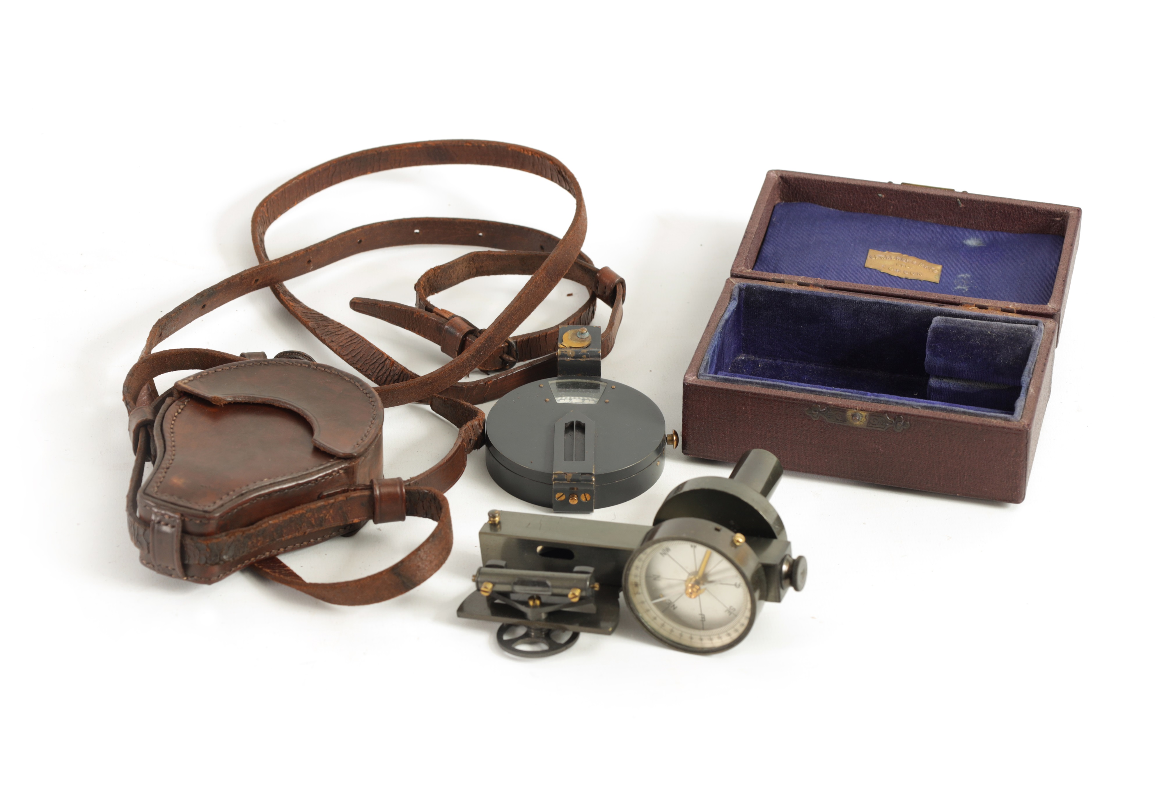 Lot 418 - A CASED ABNEY LEVEL WITH COMPASS TOGETHER
