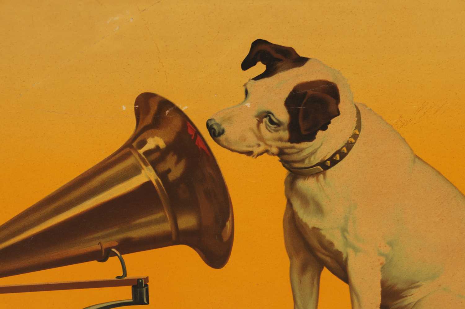 Lot 681 - A LARGE GRAMOPHONE ADVERTISING POSTER ON