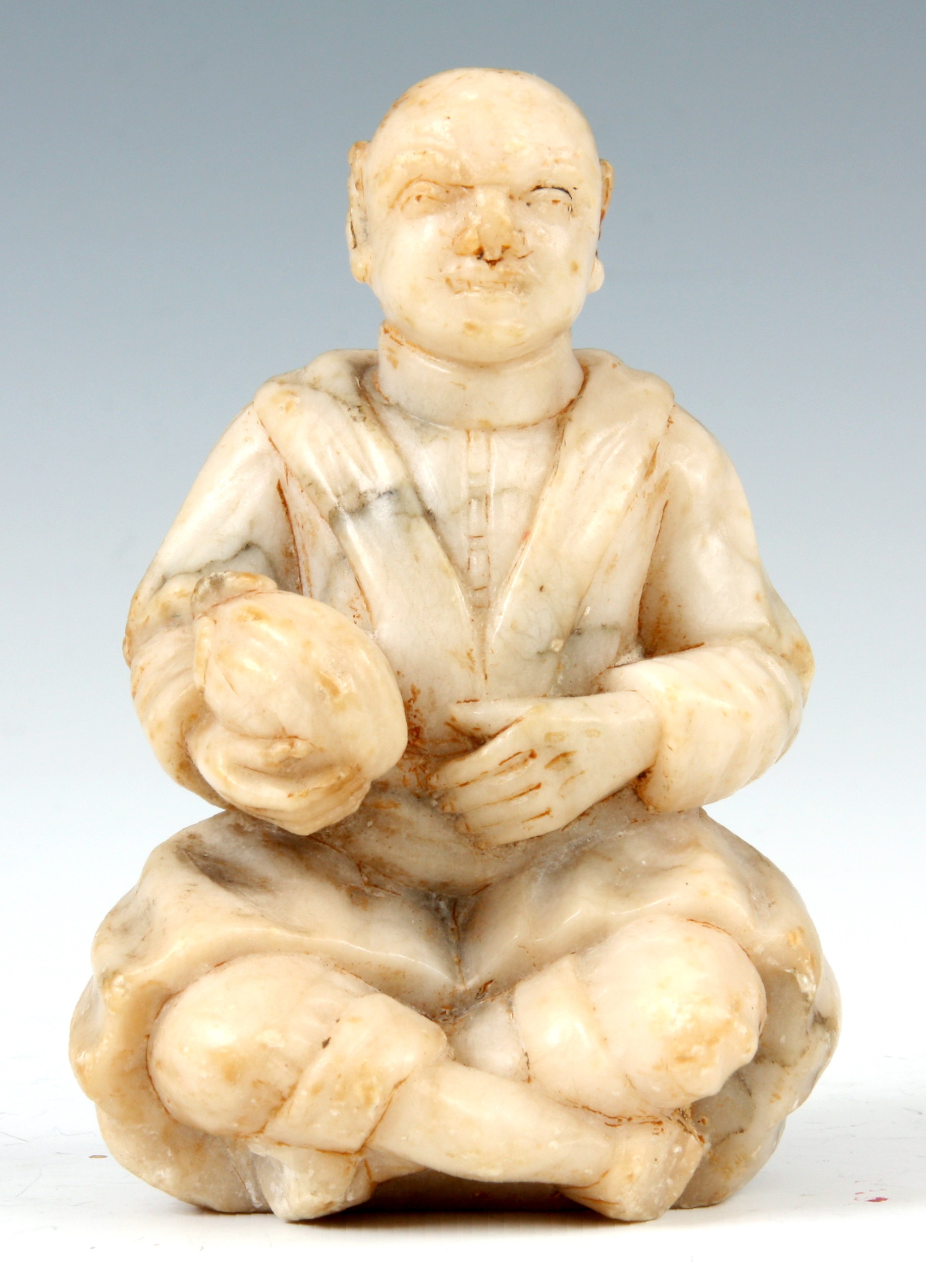 Lot 165 - A CHINESE CARVED ALABASTER FIGURE OF A