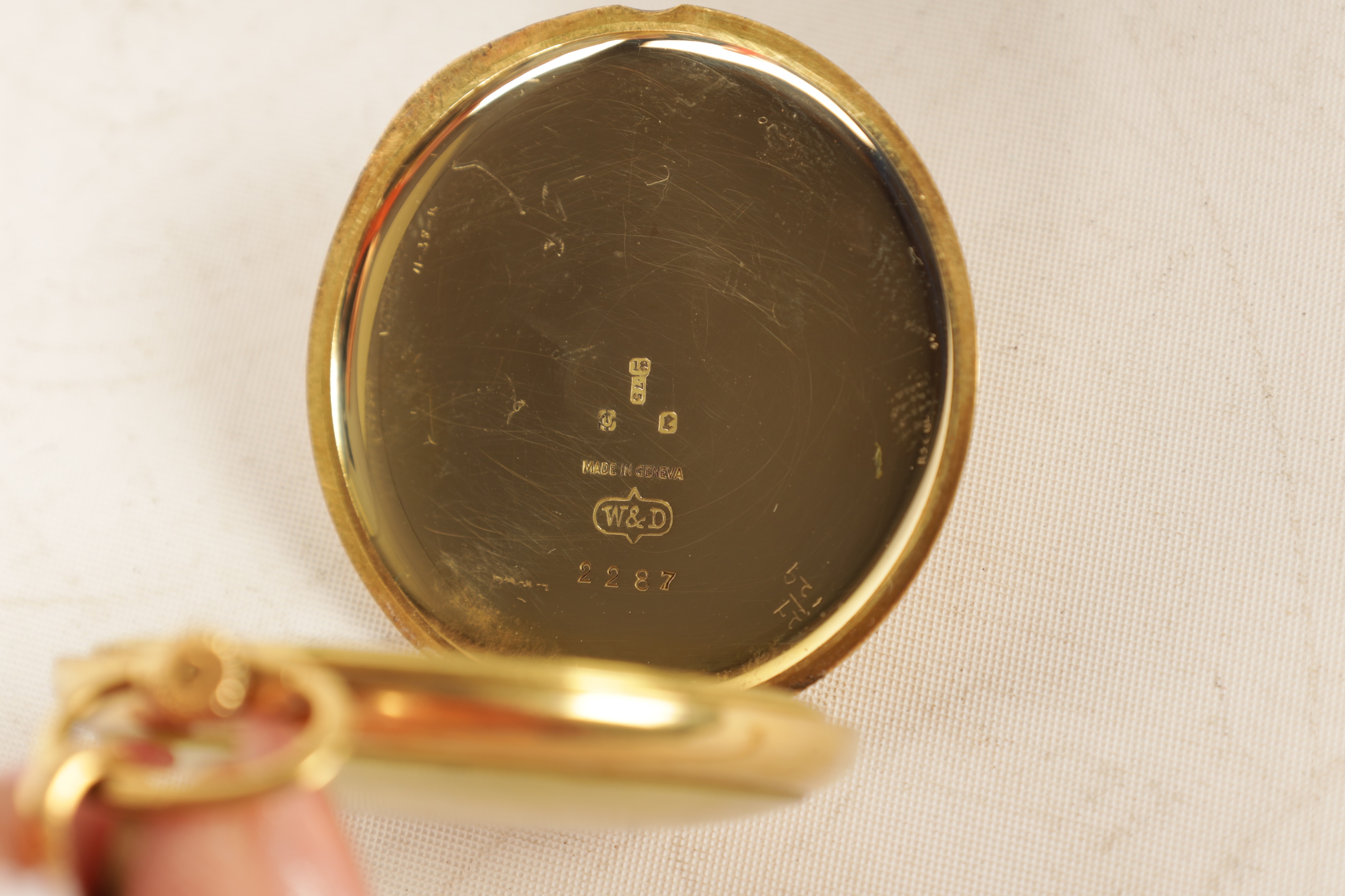 Lot 265 - AN 18CT GOLD OPEN FACED ROLEX POCKET WATCH