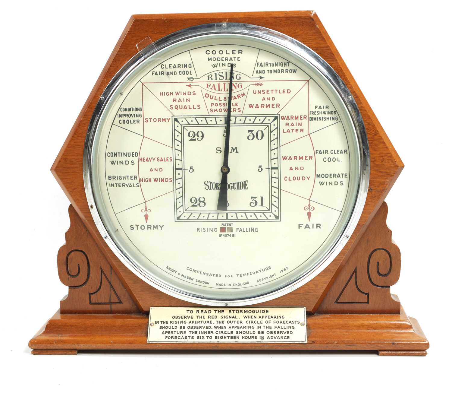 Lot 250 - AN ART DECO STORM BAROMETER BY SHORT AND