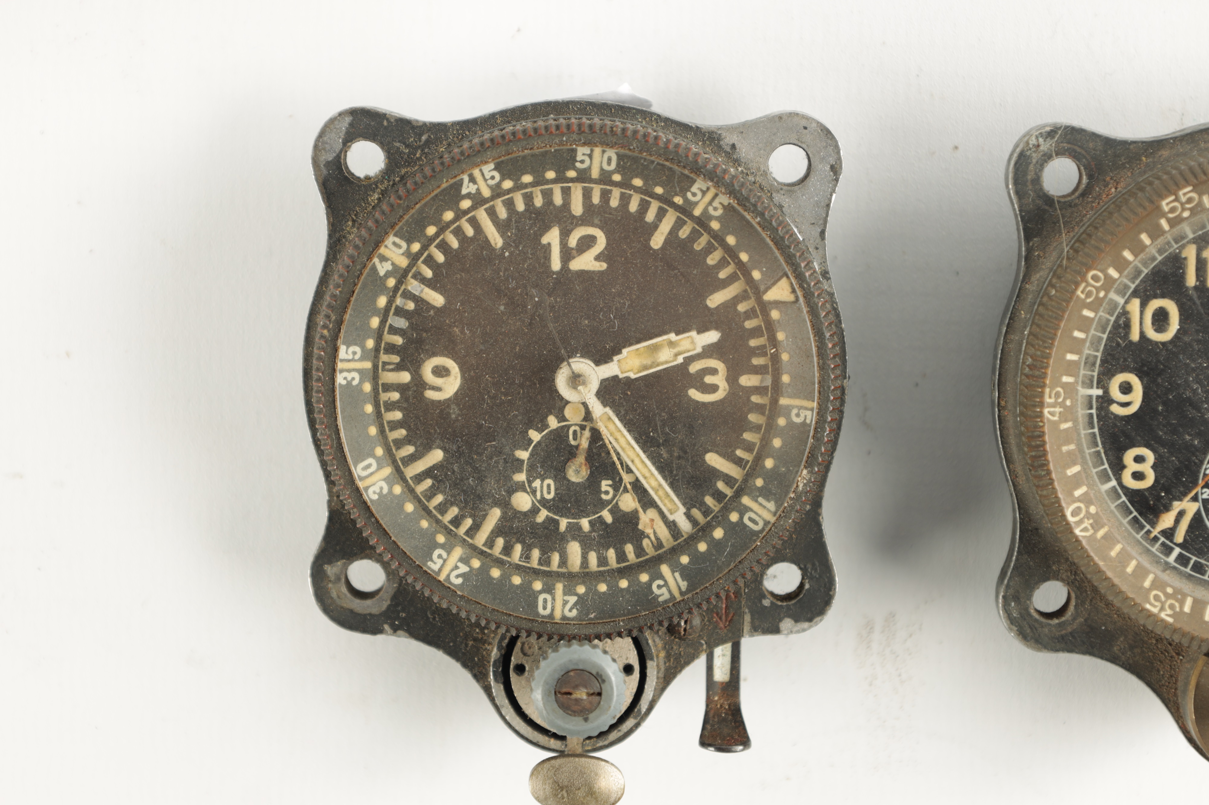 Lot 225 - TWO GERMAN WWII AIRCRAFT COCKPIT CLOCKS