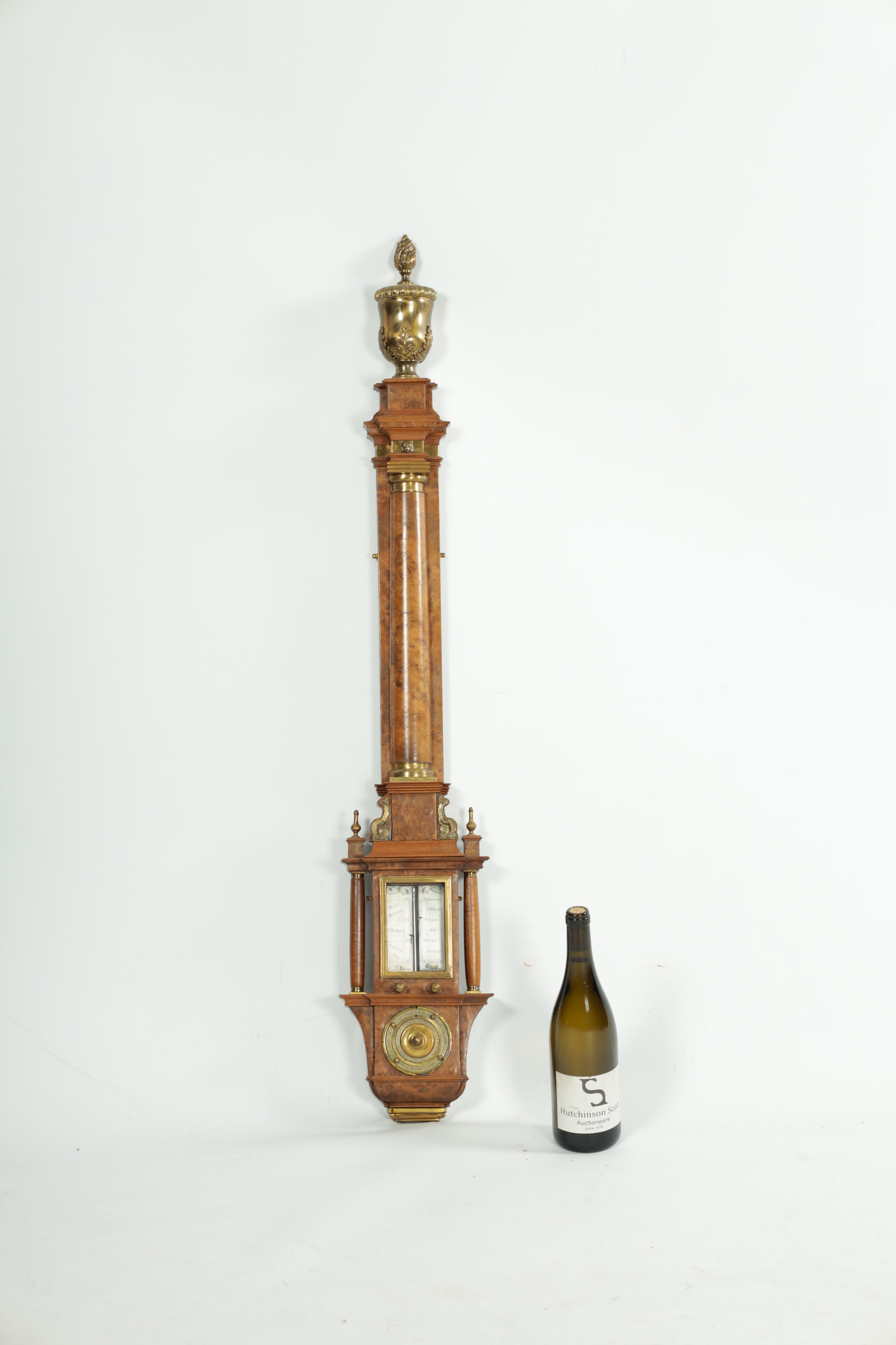 Lot 645 - AN 18TH CENTURY STYLE WALNUT STICK BAROMETER
