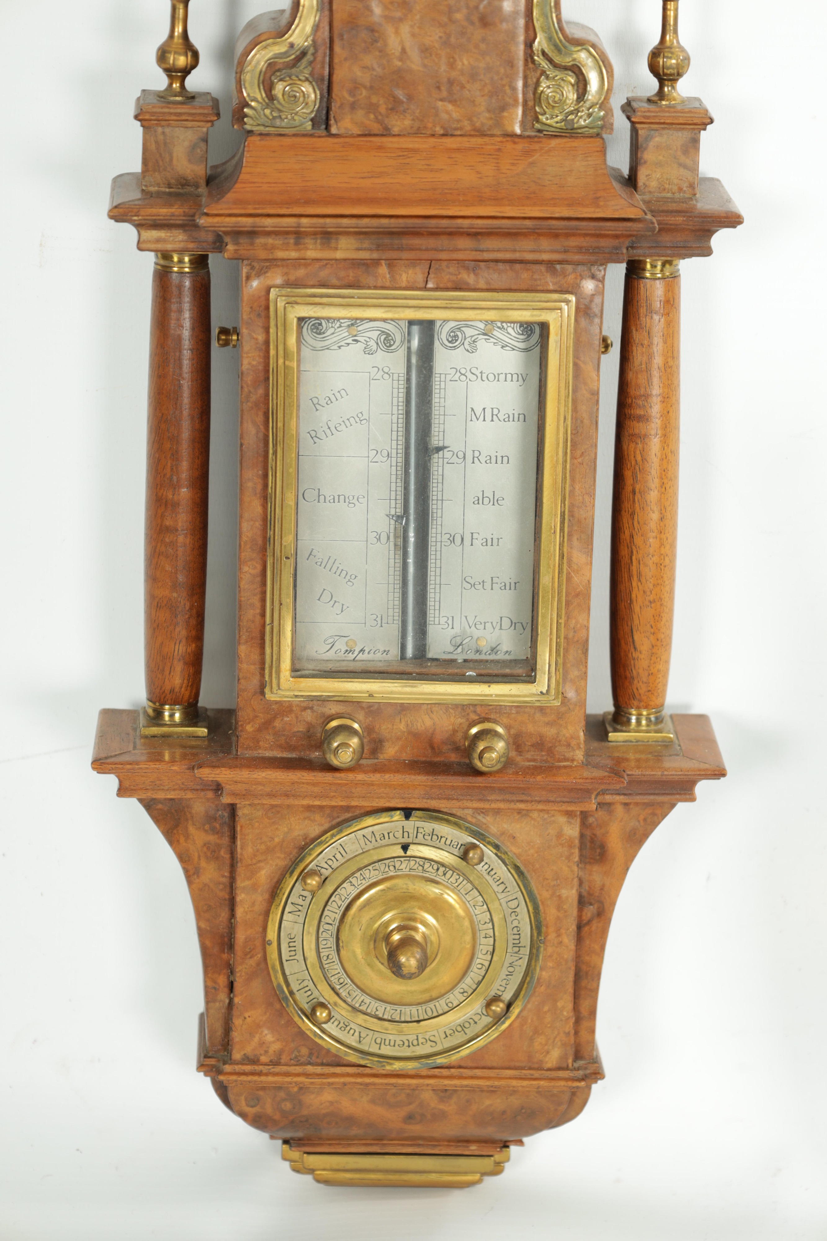 Lot 645 - AN 18TH CENTURY STYLE WALNUT STICK BAROMETER