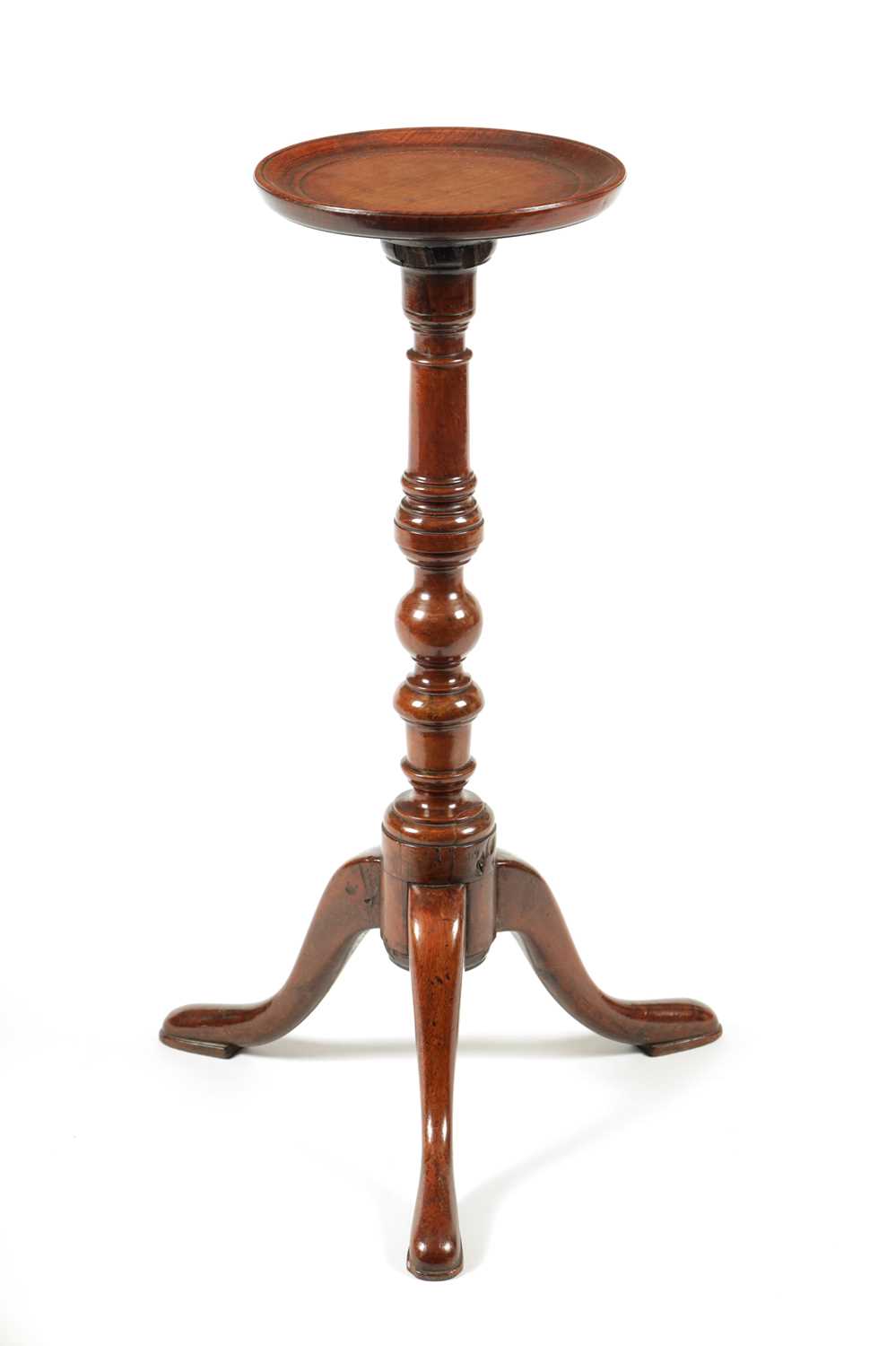 Lot 832 - A RARE GEORGE II YEW WOOD CANDLE STAND