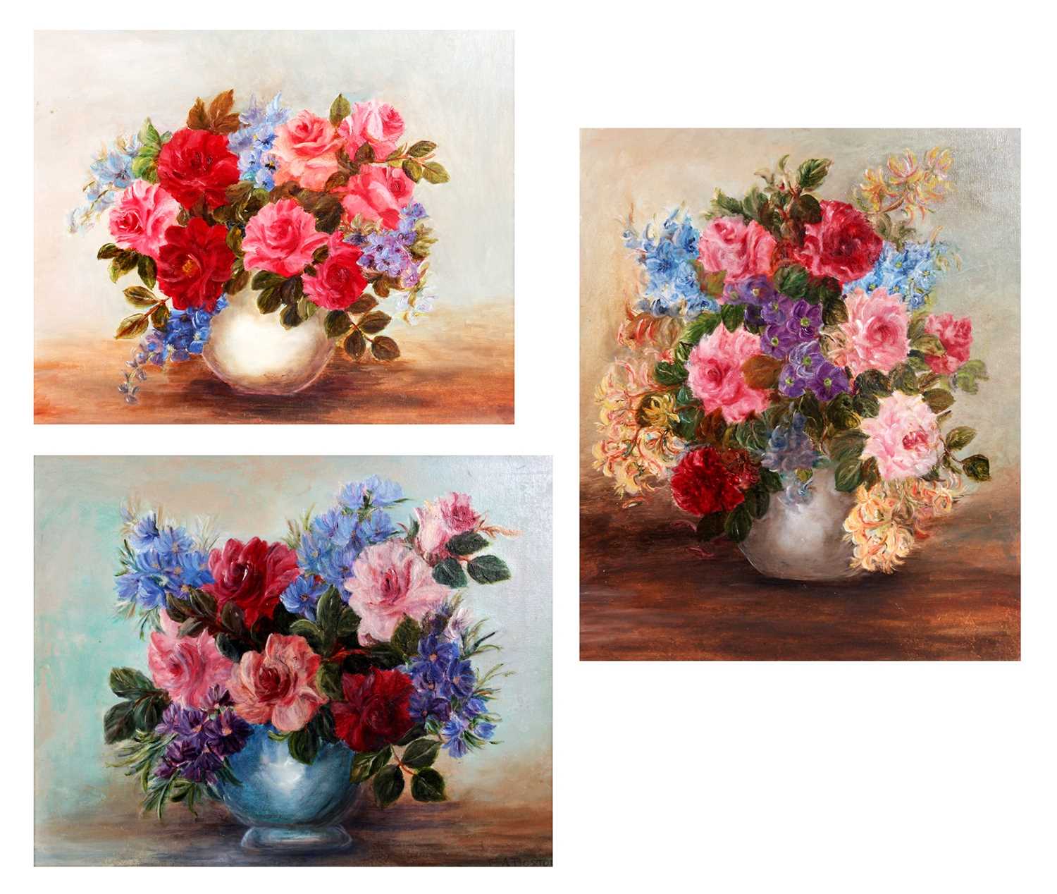 Lot 391 - ELIZABETH BOSTON OIL ON BOARD THREE STILL