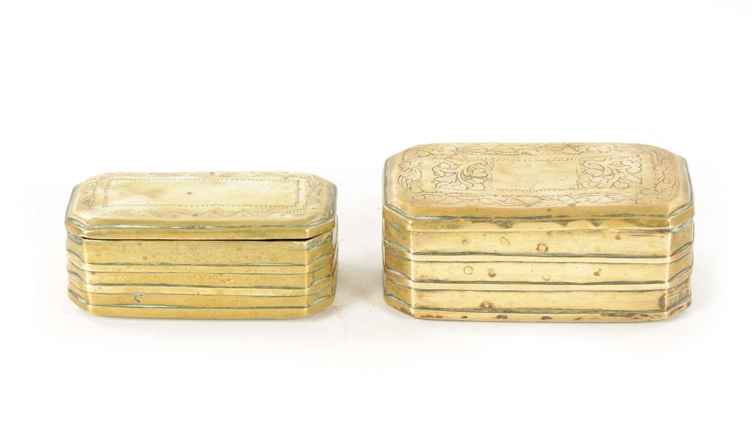 Lot 791 - TWO 18TH CENTURY BRASS TOBACCO/SNUFF BOXES