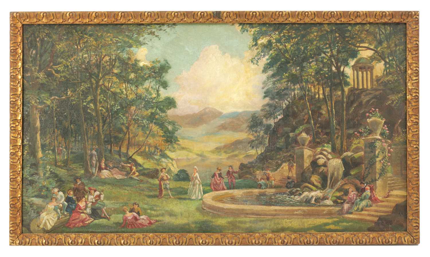 Lot 101 - A EDWARDIAN OIL ON PANEL DEPICTING LADIES