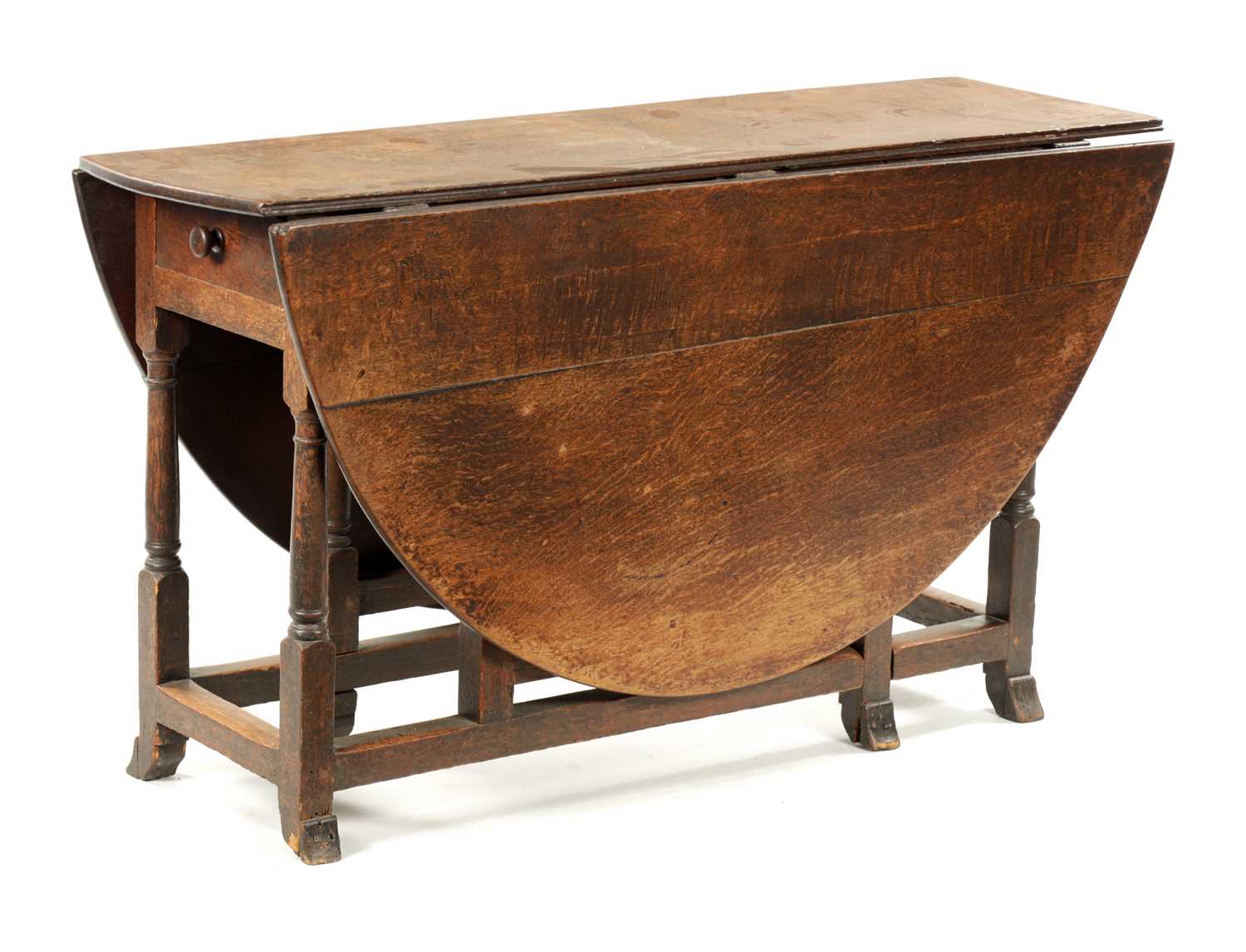 Lot 161 - A LATE 17TH CENTURY OAK GATELEG TABLE WITH