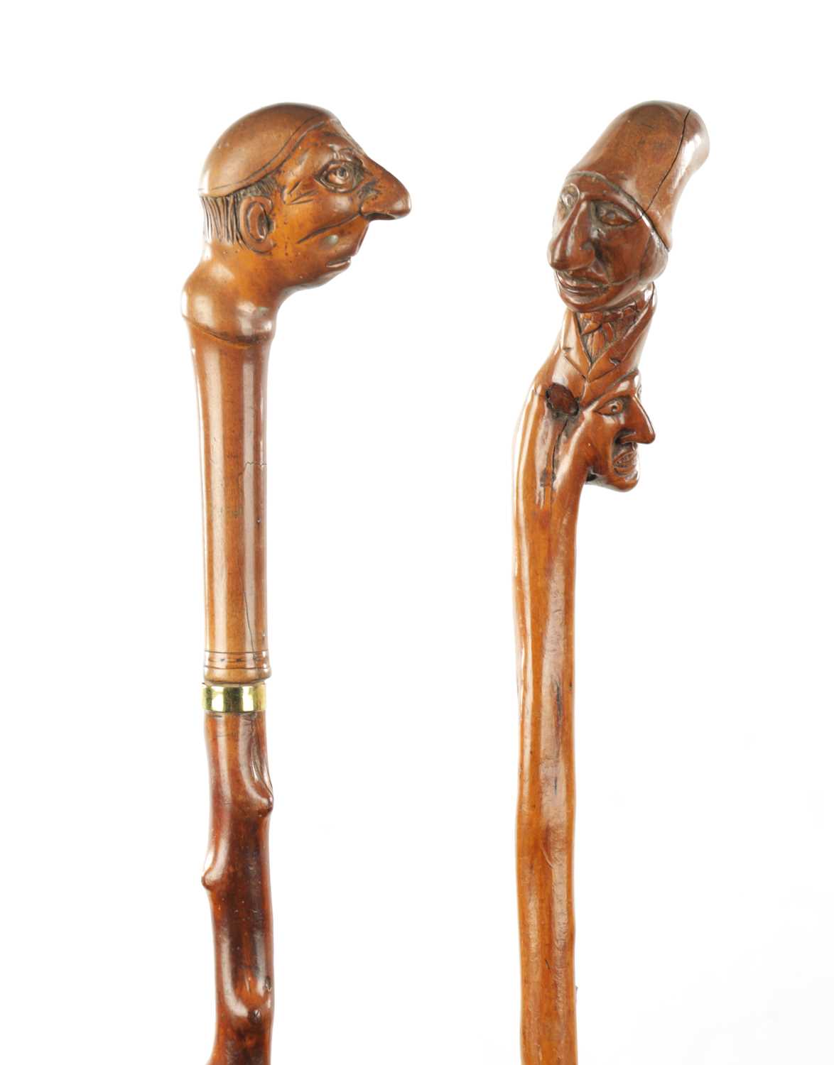 Lot 745 - TWO LATE 19TH CENTURY FOLK ART CARVED