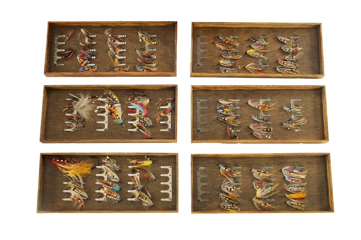 Lot 587 - A VINTAGE LEATHER FISHING TACKLE BOX WITH