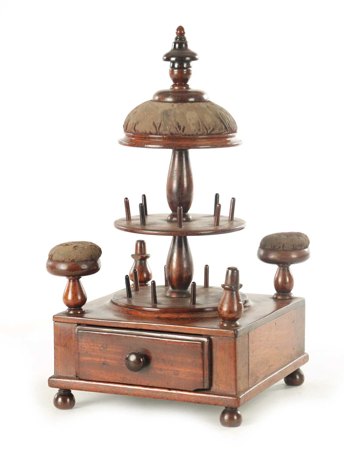Lot 956 - A 19TH CENTURY ROSEWOOD BOBBIN STAND