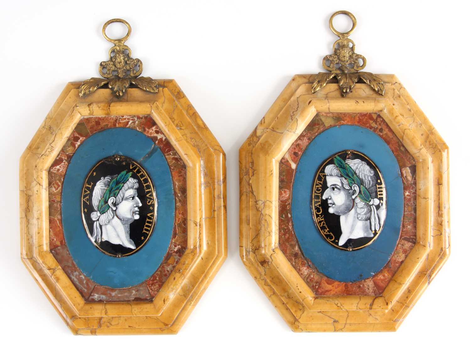 Lot 450 - A PAIR OF 16TH CENTURY LIMOGES ENAMEL BUST