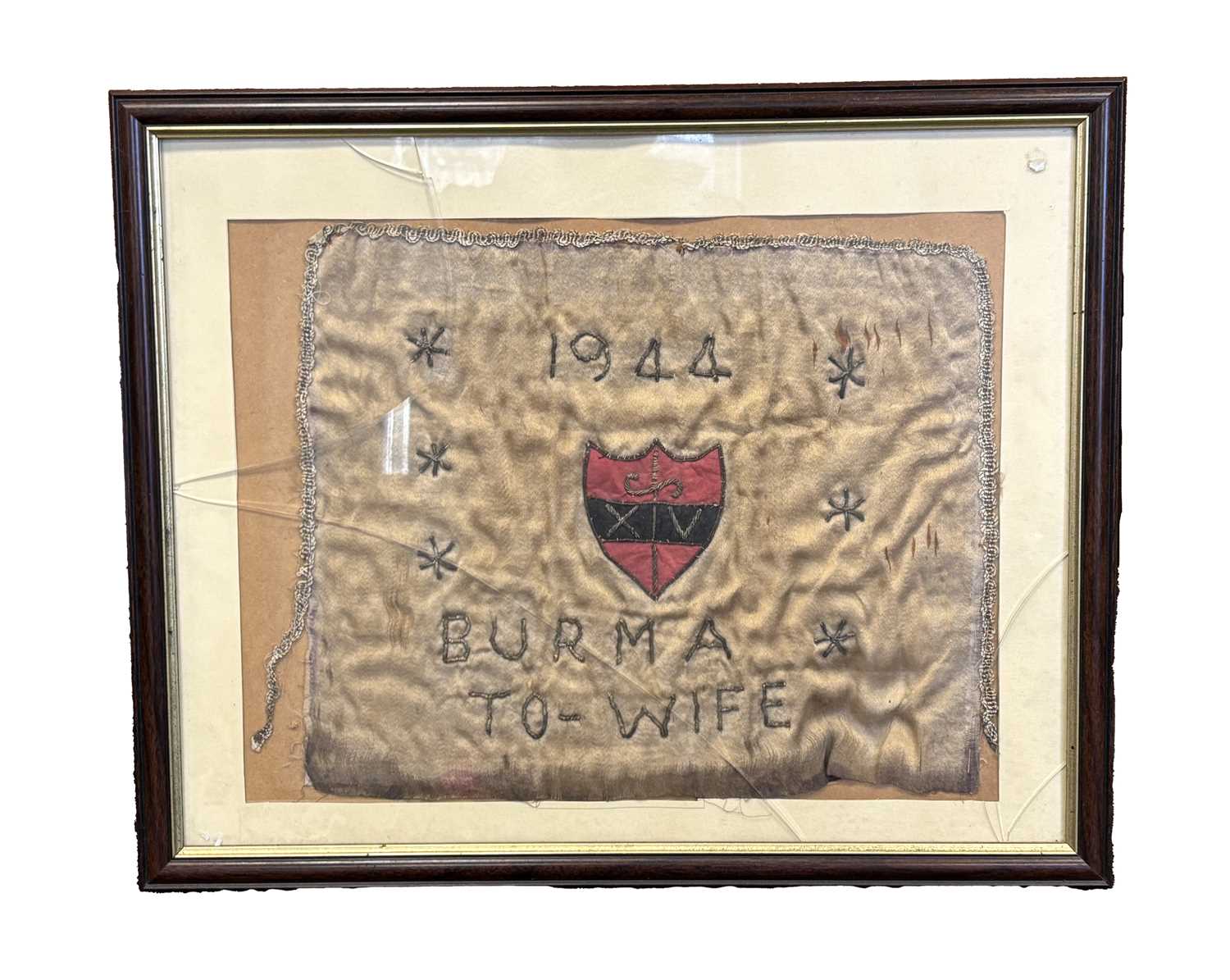 Lot 555 - A WW2 SILK EMBROIDERED HANDKERCHIEF