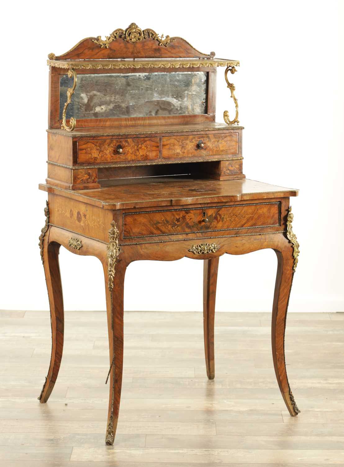 Lot 1327 - A 19TH CENTURY MARQUETRY AND FIGURED WALNUT