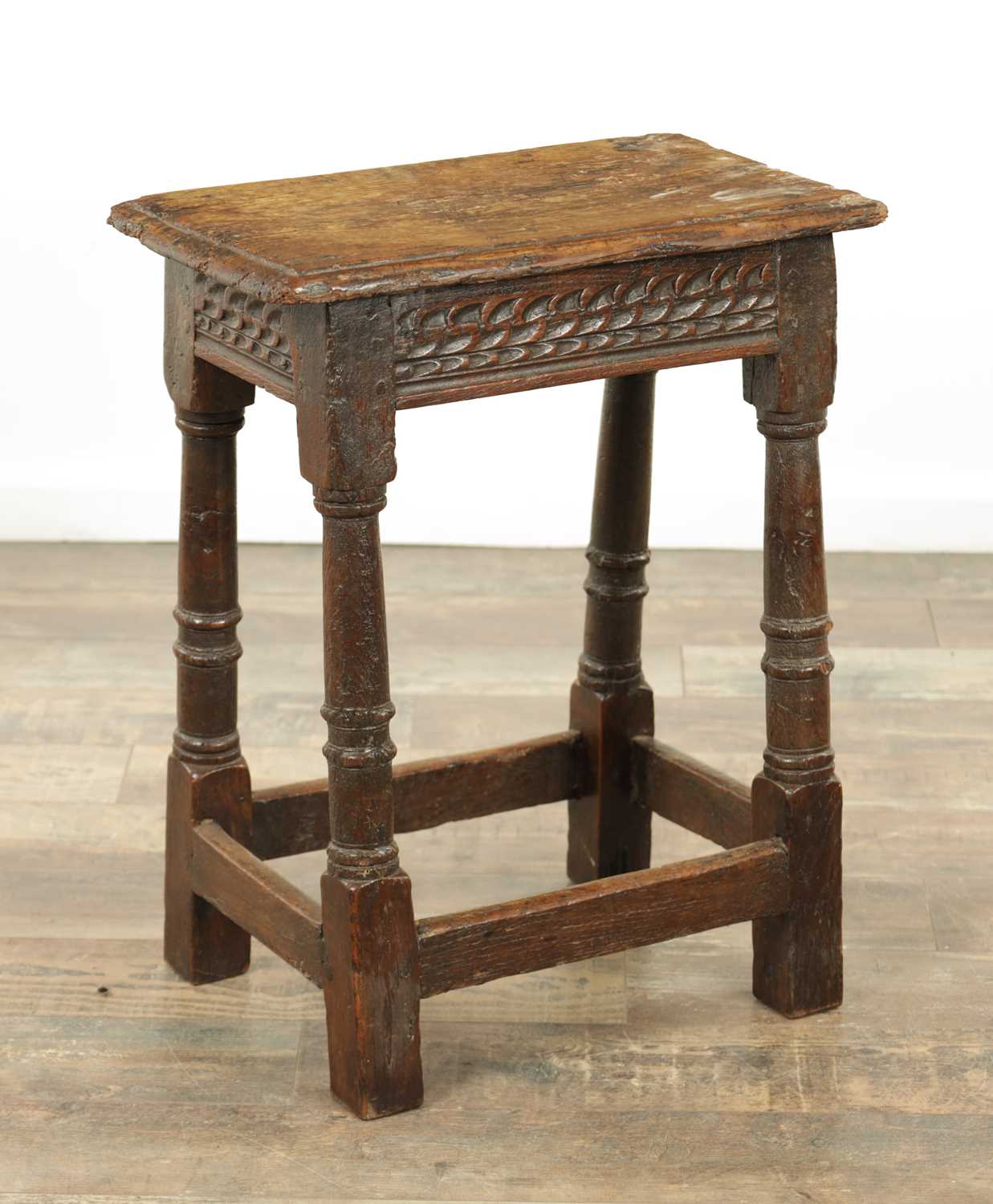 Lot 1364 - A LATE 17TH CENTURY JOINED OAK JOINT STOOL