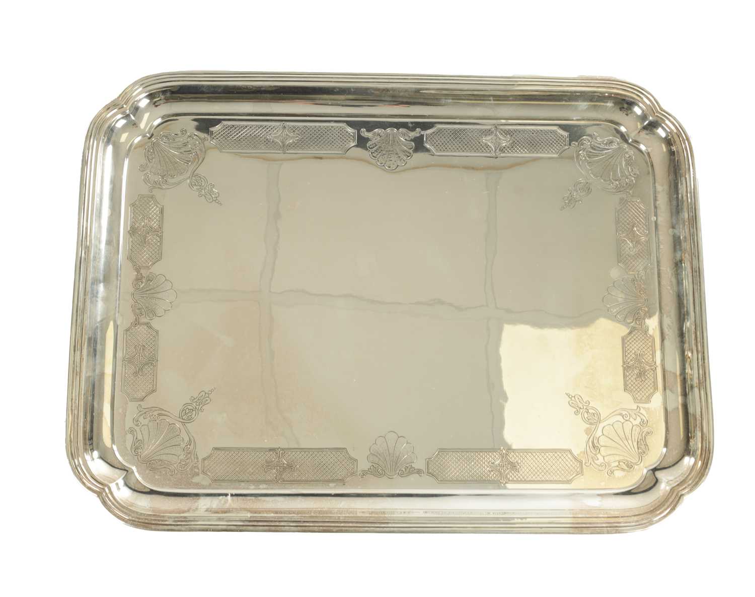 Lot 441 - A LARGE MID 20TH CENTURY SILVER RECTANGULAR