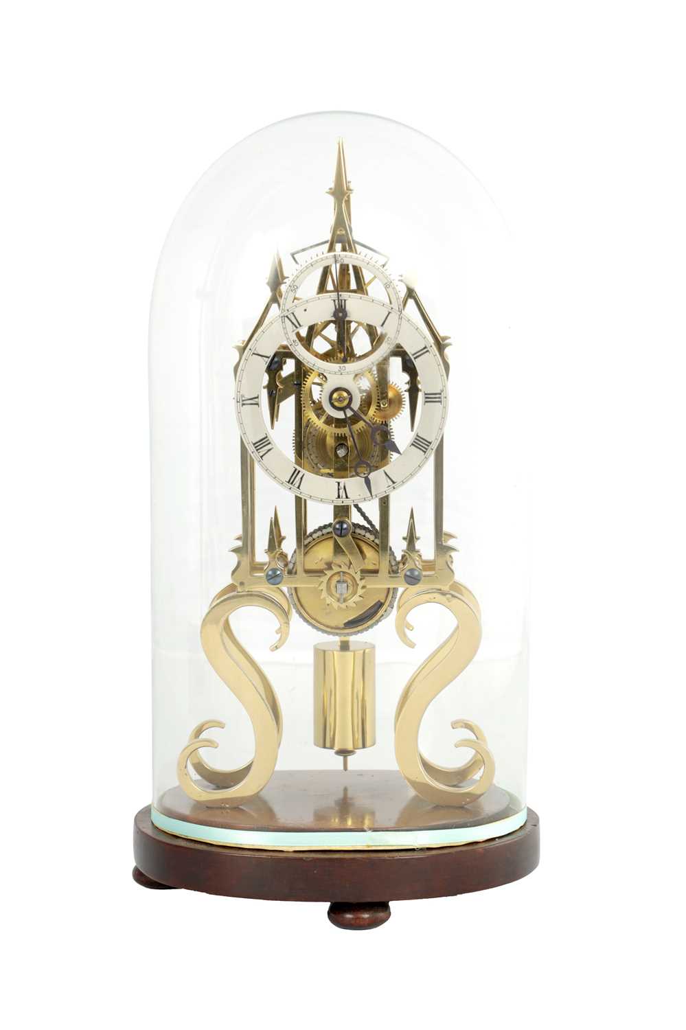 Lot 1573 - A 19TH CENTURY FUSEE SKELETON CLOCK